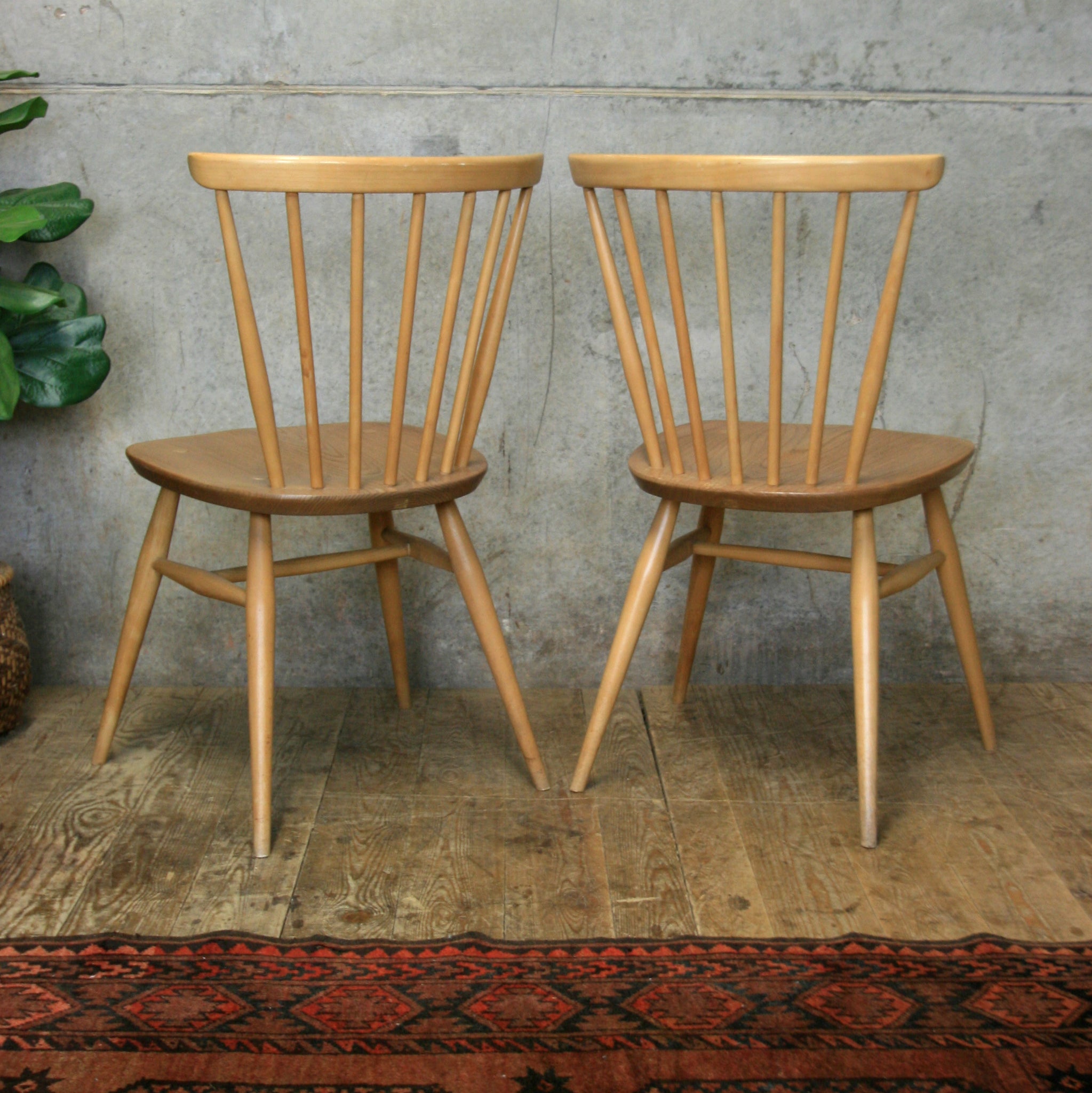 Pair of Mid Century Ercol Model 449 Chairs #0119j – Mustard Vintage