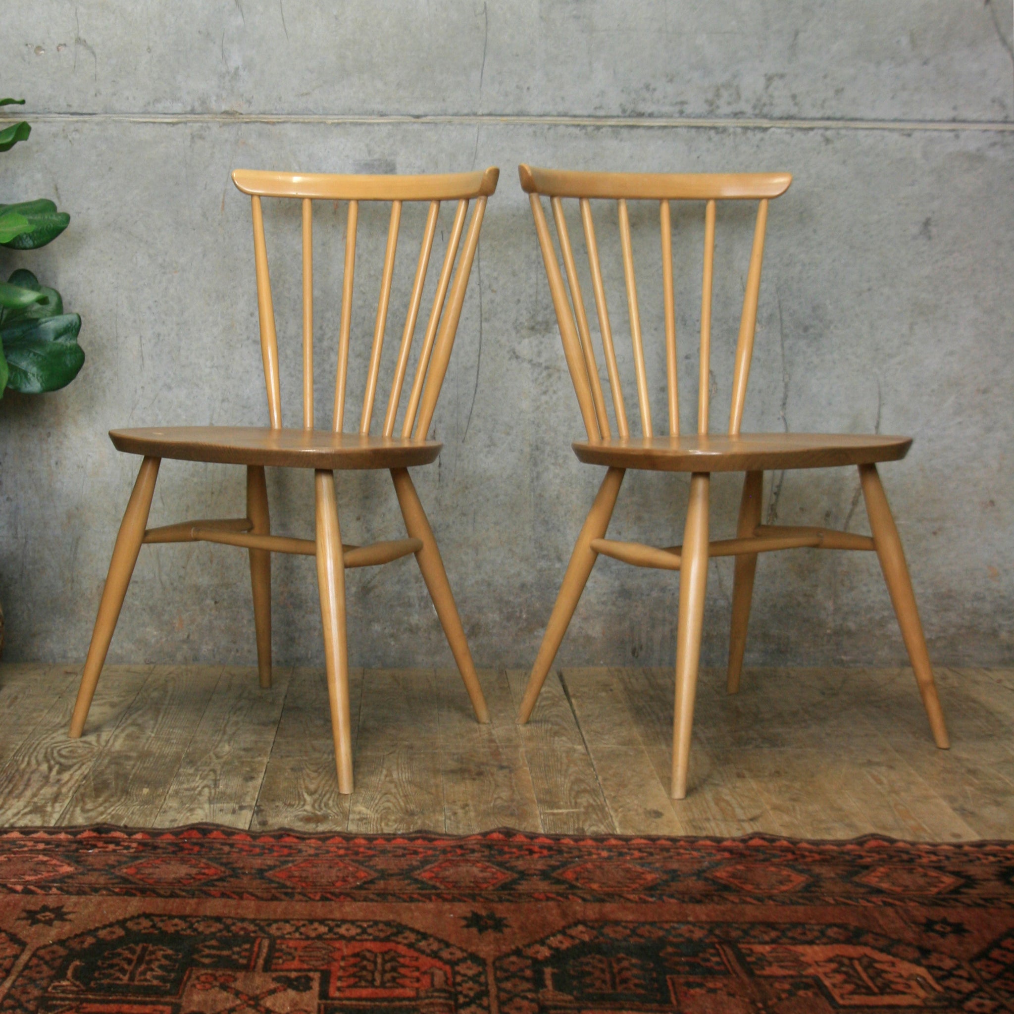 Pair of Mid Century Ercol Model 449 Chairs #0119j – Mustard Vintage