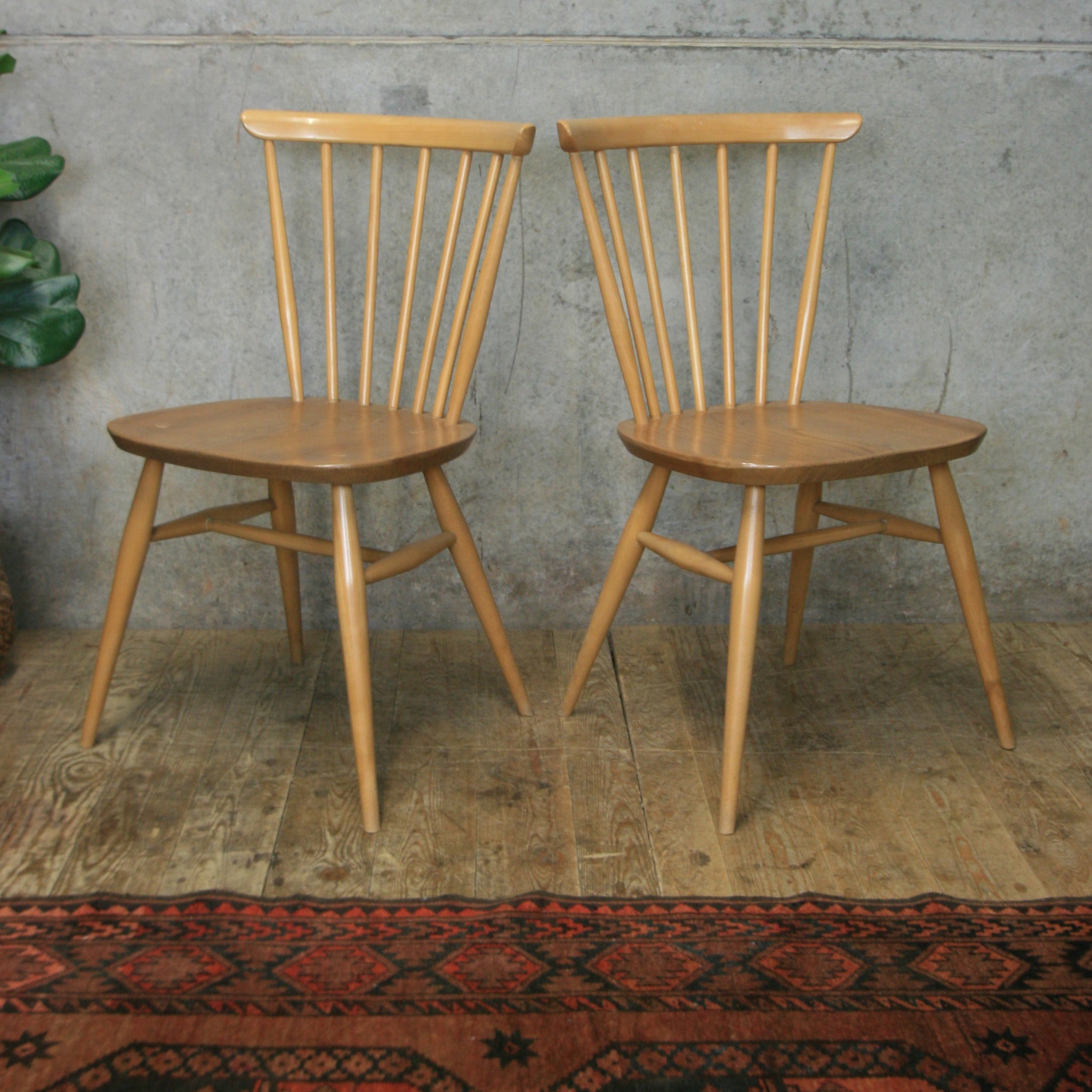 Pair of Mid Century Ercol Model 449 Chairs #0119j – Mustard Vintage