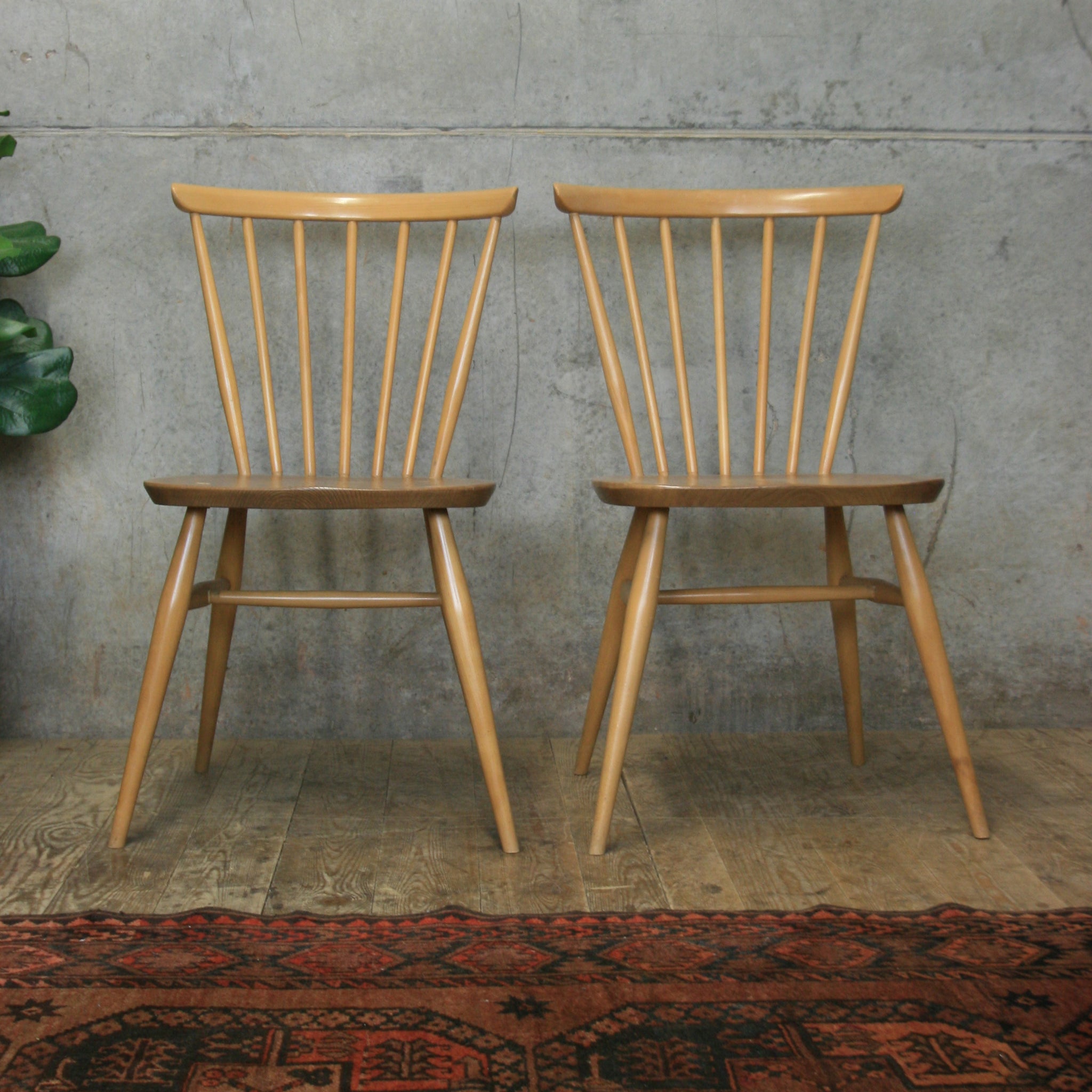 Pair of Mid Century Ercol Model 449 Chairs #0119j – Mustard Vintage