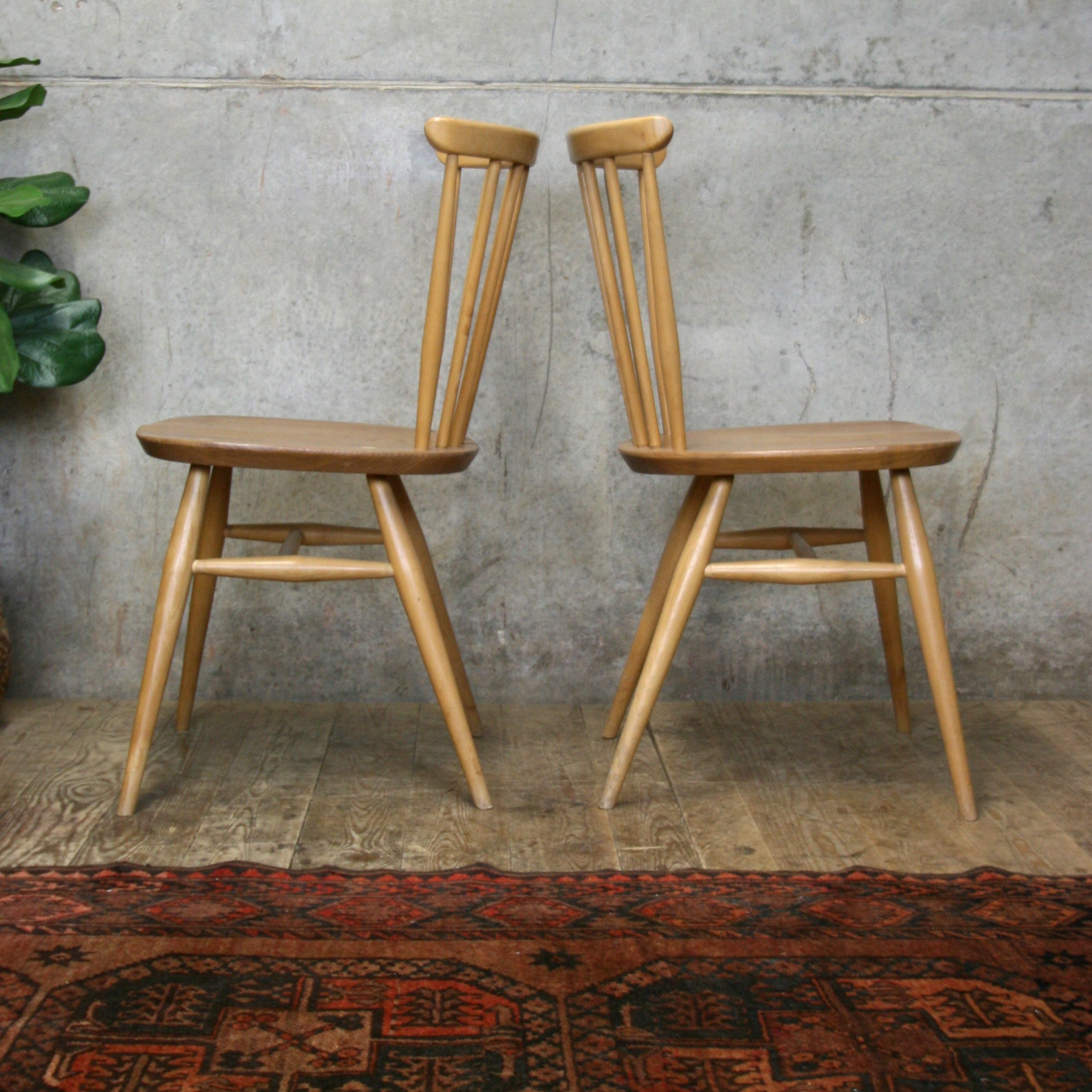 Pair of Mid Century Ercol Model 449 Chairs #0119j – Mustard Vintage