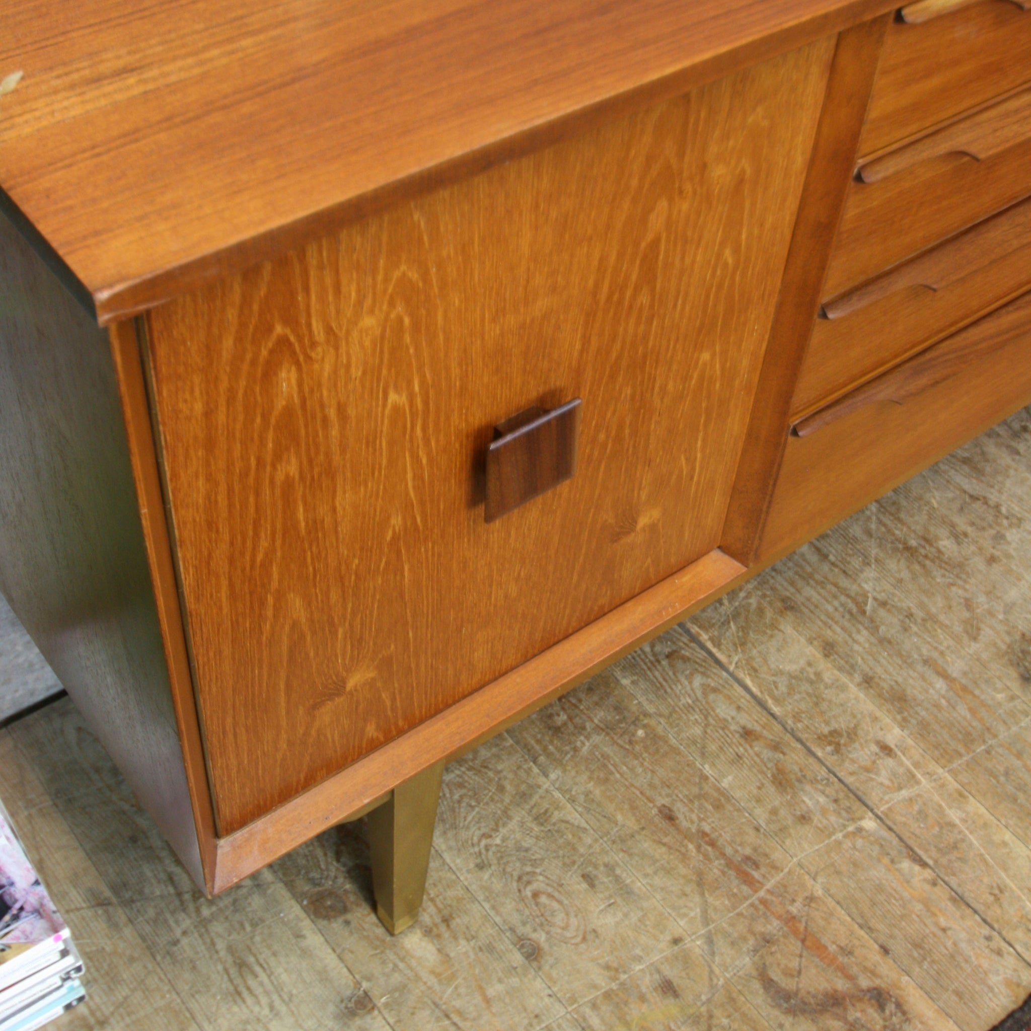 Mid Century Small Teak Sideboard - 2109d – Mustard Vintage