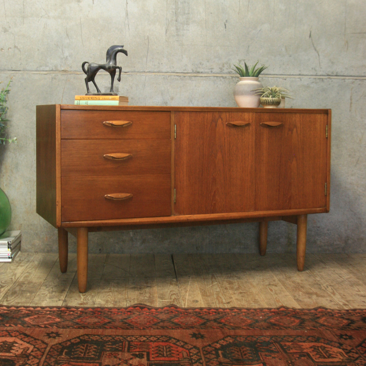 Mid Century Small Teak Sideboard – 2905c – Mustard Vintage