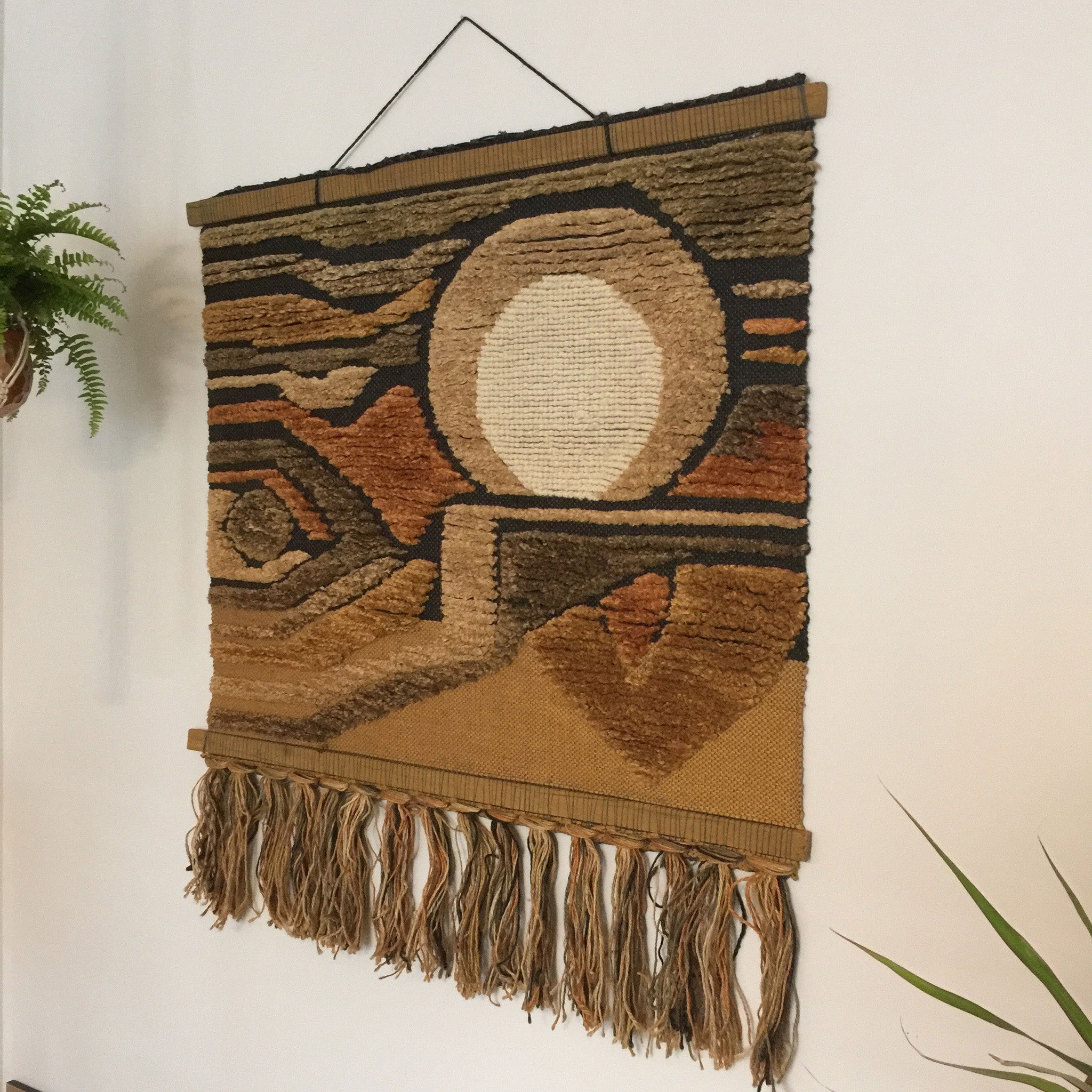 Original Vintage Mid Century Macramé Wall Hanging – Mustard Vintage
