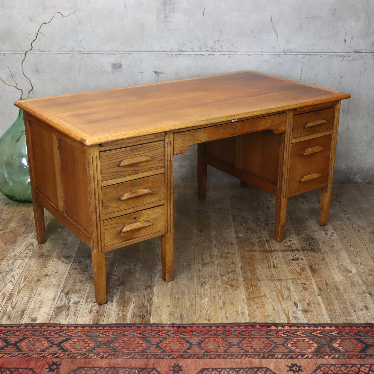 Large Vintage Rustic Oak Desk - 0411a – Mustard Vintage
