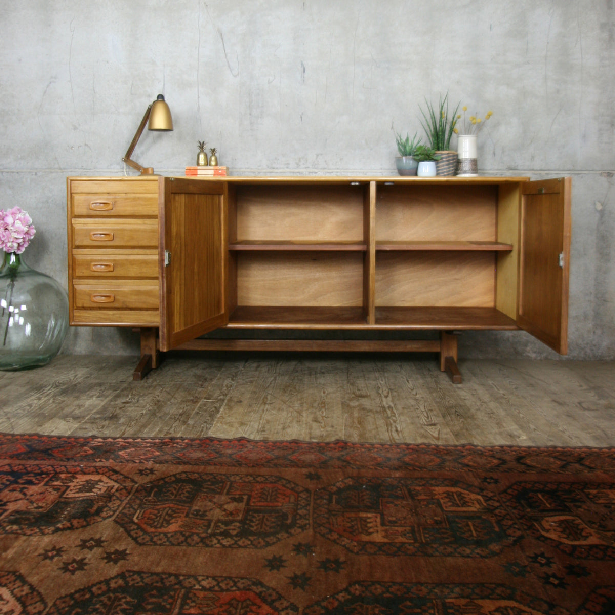 Large Mid Century Walnut Sideboard – Mustard Vintage