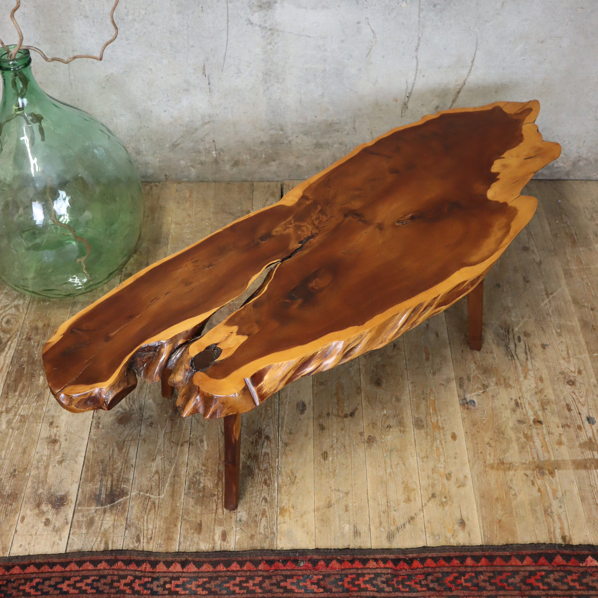 Mid Century Waney Live Edge Yew Coffee Table - 0604a – Mustard Vintage