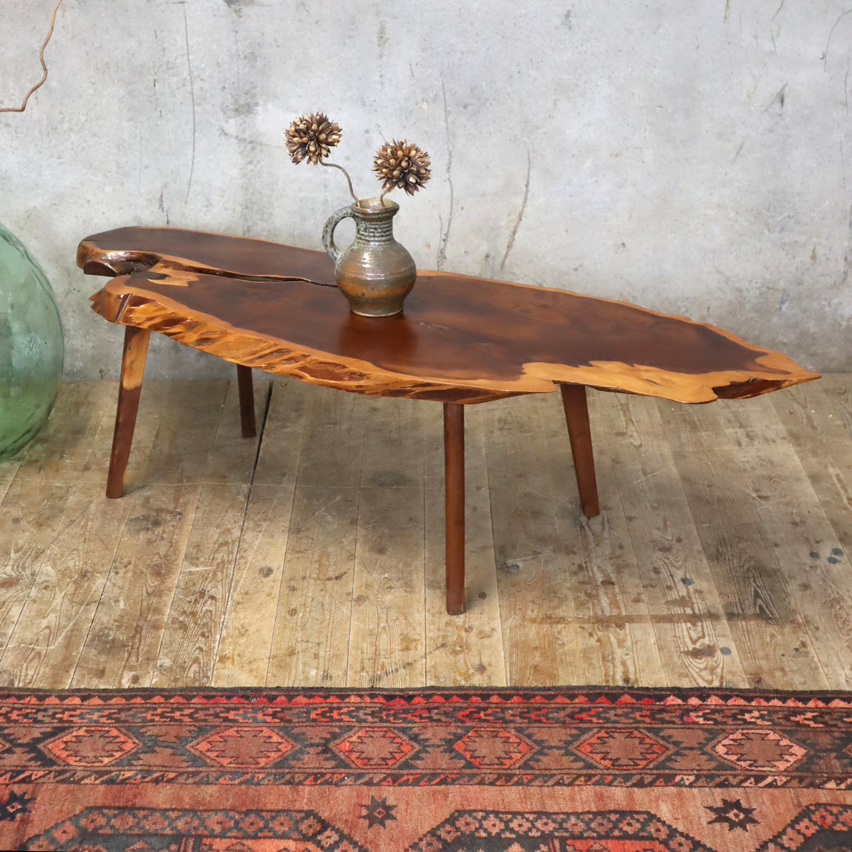 Mid Century Waney Live Edge Yew Coffee Table - 0604a – Mustard Vintage