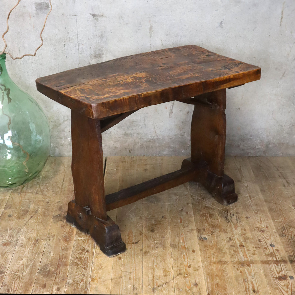 Vintage Rustic Oak Primitive Handmade Side Table - 2403e – Mustard Vintage
