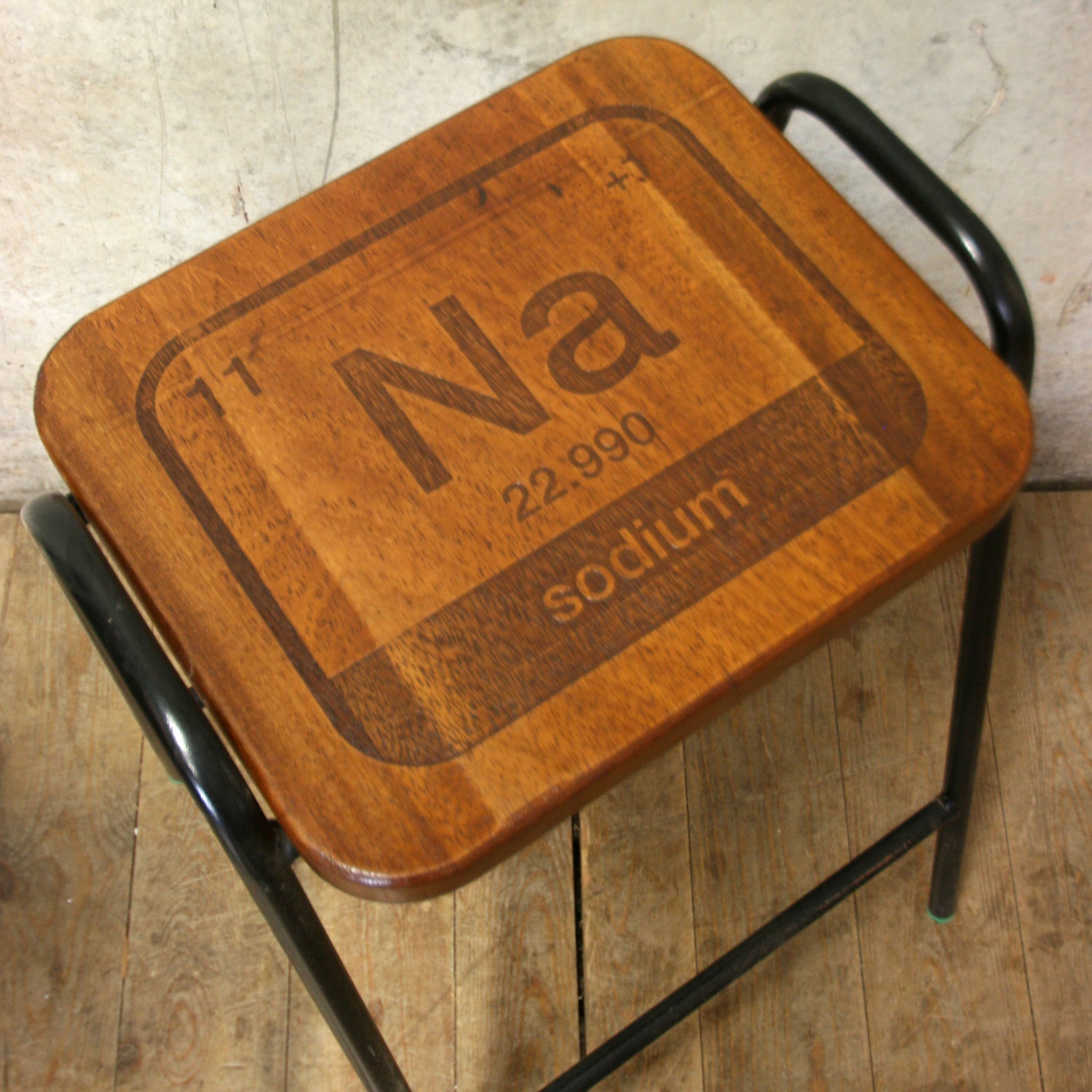 X 4 (FOUR) Vintage Iroko School Lab Stacking Stools – 0805E – Mustard ...