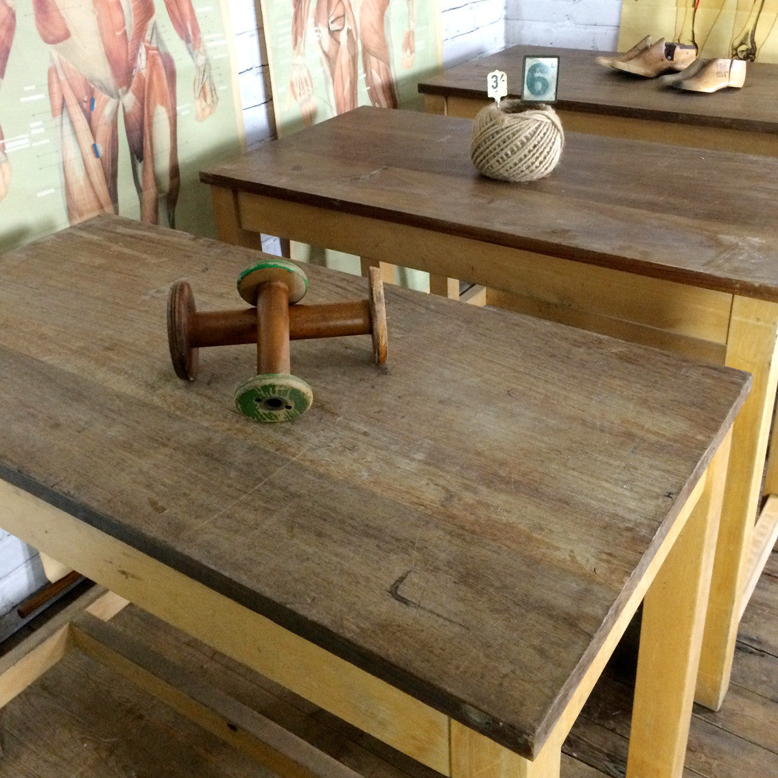 Vintage School Laboratory Table **Un-Restored** – Mustard Vintage
