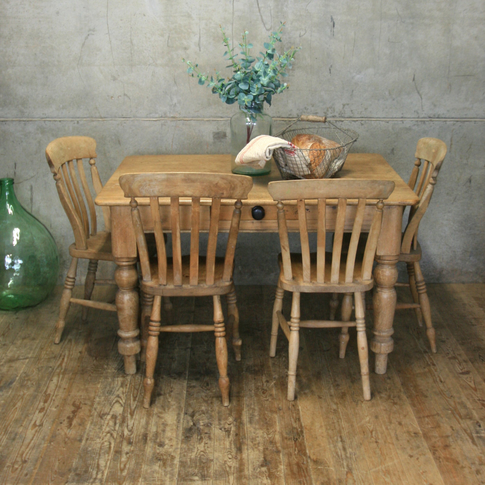 Vintage Rustic Farm Kitchen Table #1502n – Mustard Vintage