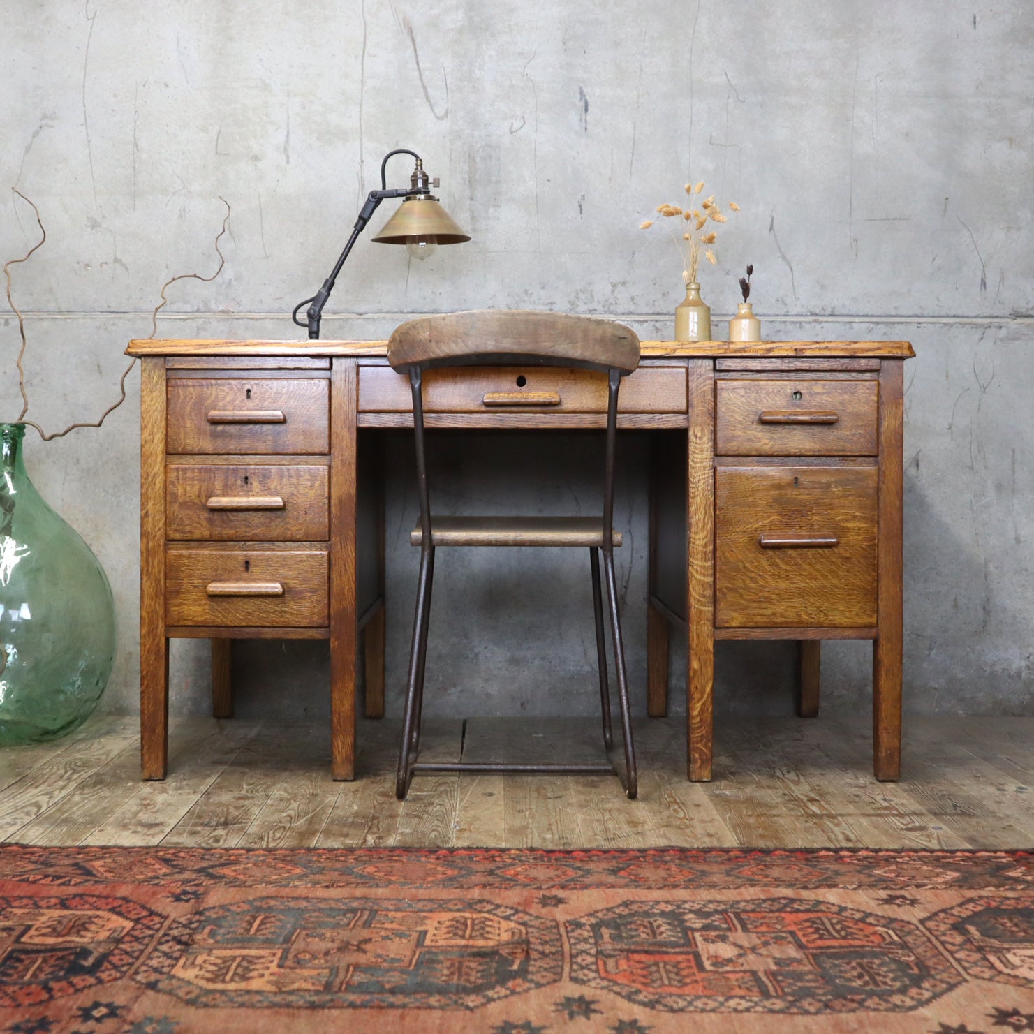 Mid Century Rustic Oak Desk - 2402a – Mustard Vintage