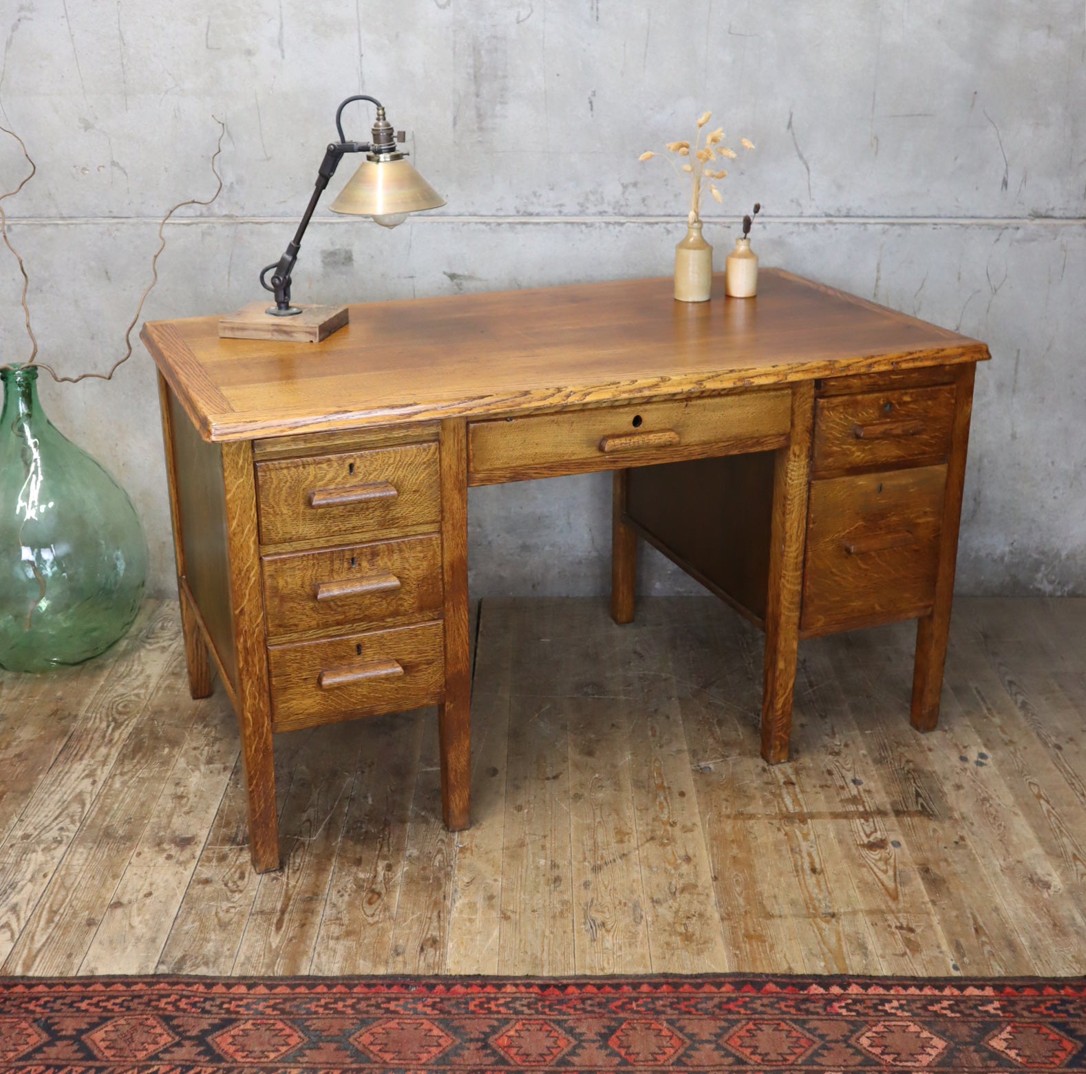 Mid Century Rustic Oak Desk - 2402a – Mustard Vintage