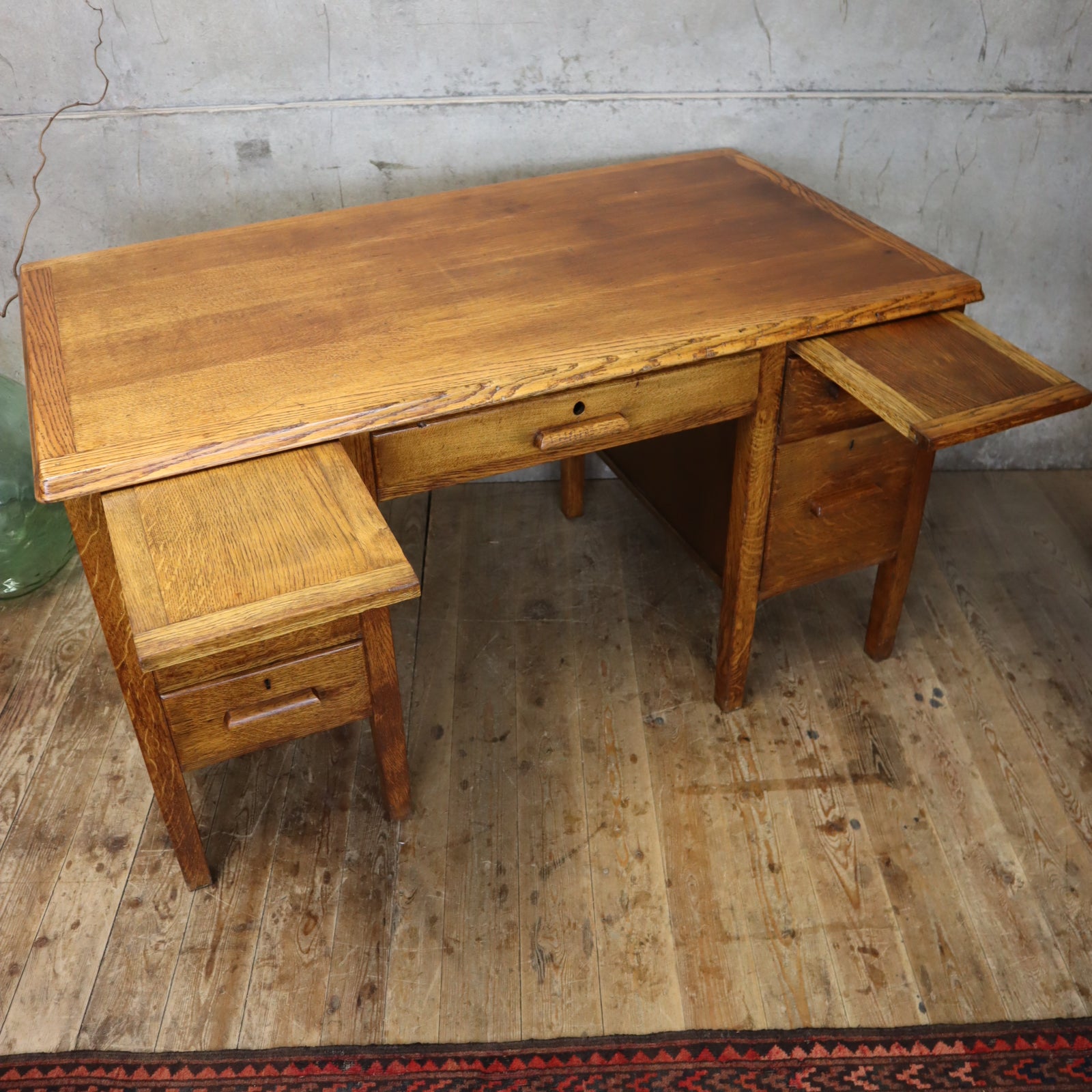 Mid Century Rustic Oak Desk - 2402a – Mustard Vintage