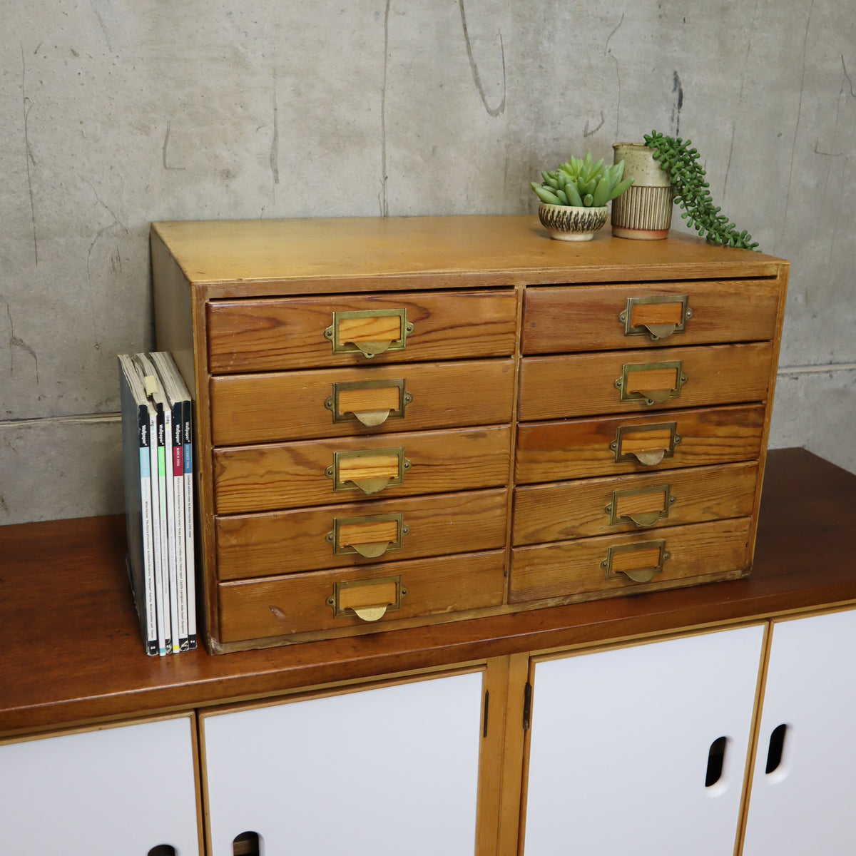 Vintage Pine Rustic Filing / Index Drawers - Set-01 - 1103c – Mustard ...