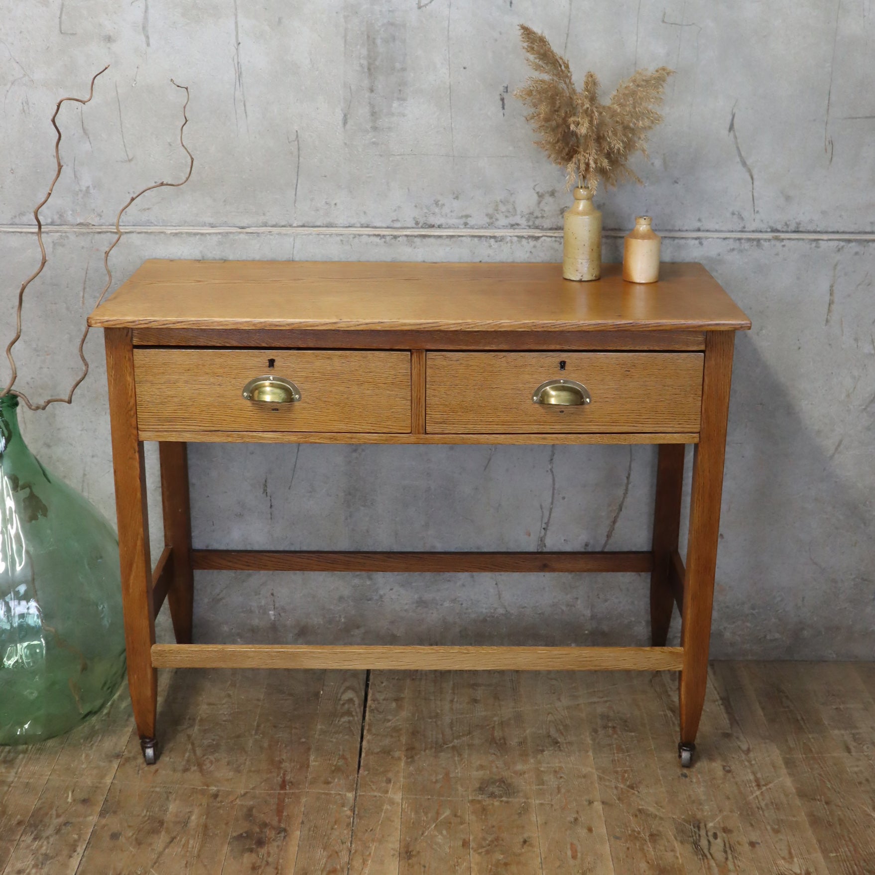Antique Vintage Rustic Oak Console Table / Vanity Unit - 1703e ...