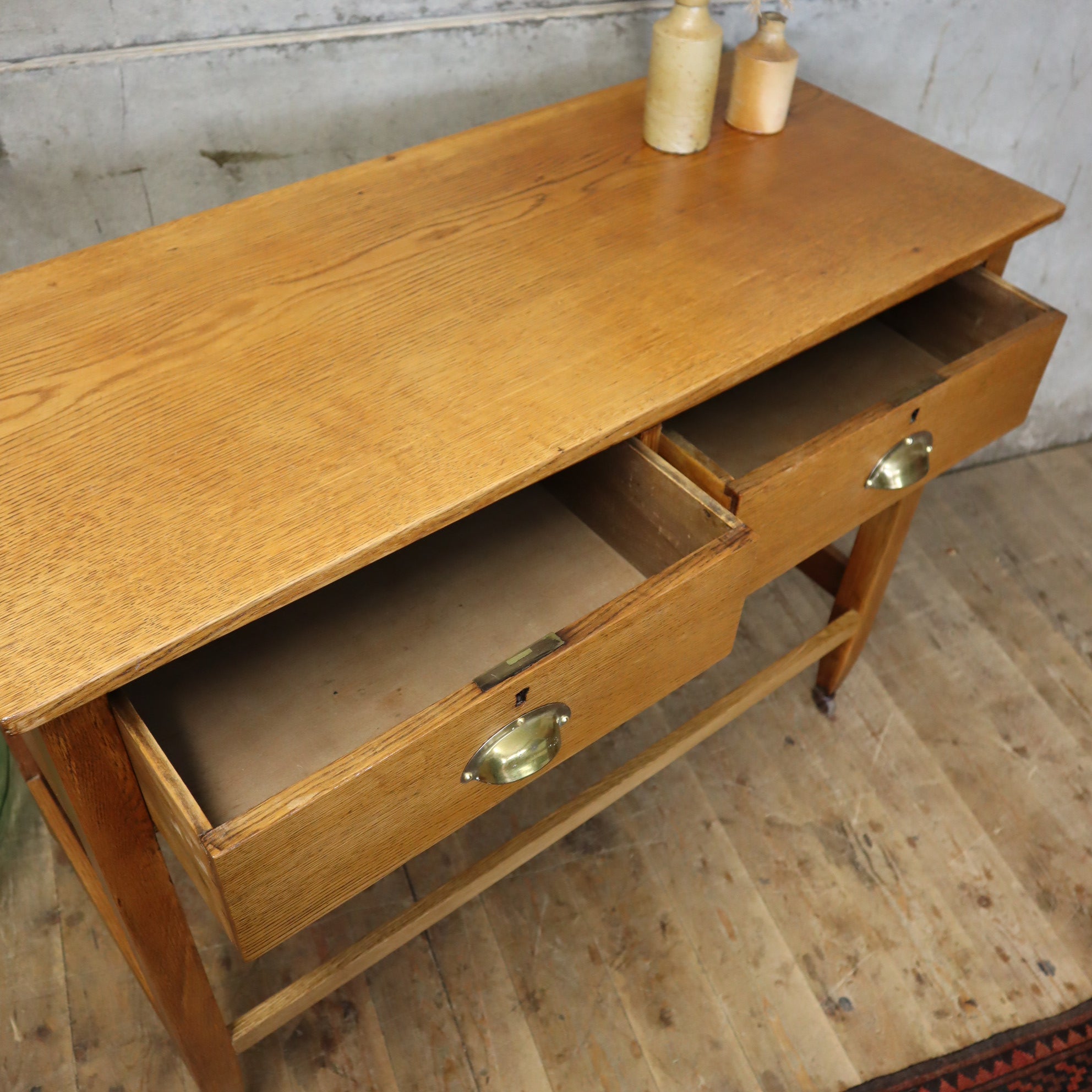 Antique Vintage Rustic Oak Console Table / Vanity Unit - 1703e ...