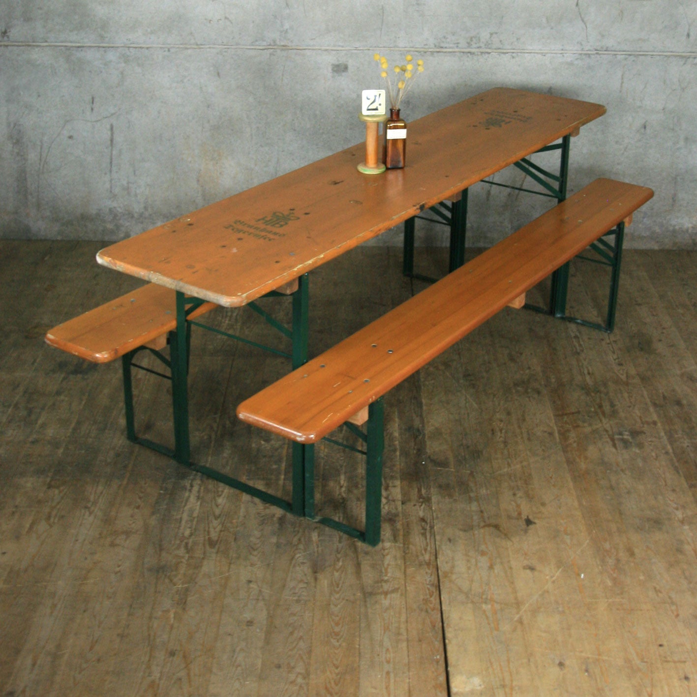 Vintage Biergarten Pine Beer Table & Benches – Mustard Vintage