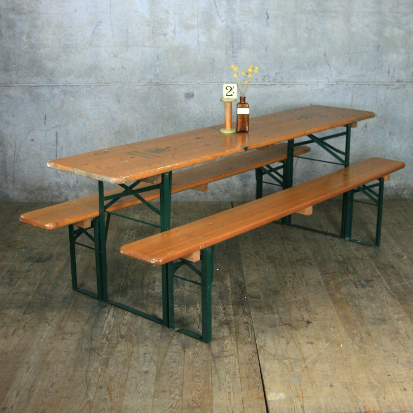 Vintage Biergarten Pine Beer Table & Benches – Mustard Vintage