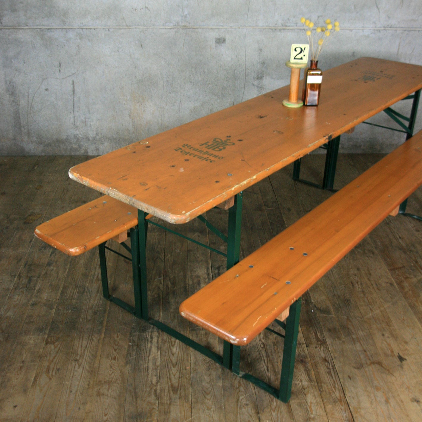 Vintage Biergarten Pine Beer Table & Benches – Mustard Vintage