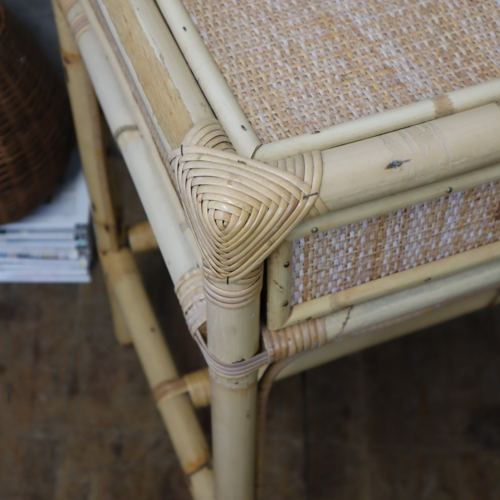 Vintage Boho Rattan & Bamboo Dressing Table - 1101c – Mustard Vintage