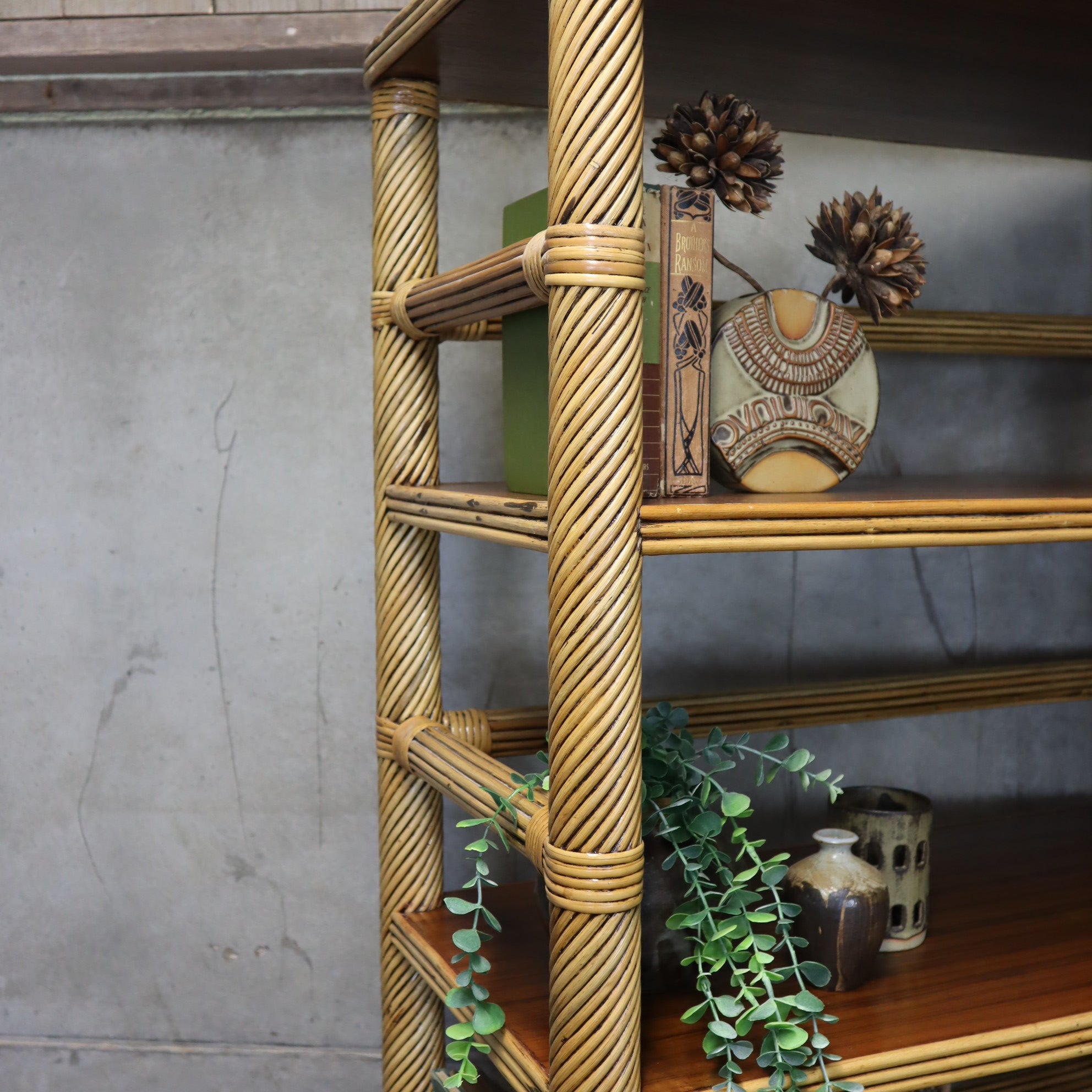 Vintage Bohemian Rattan Cane Drawers / Shelving Unit – 0804g – Mustard ...
