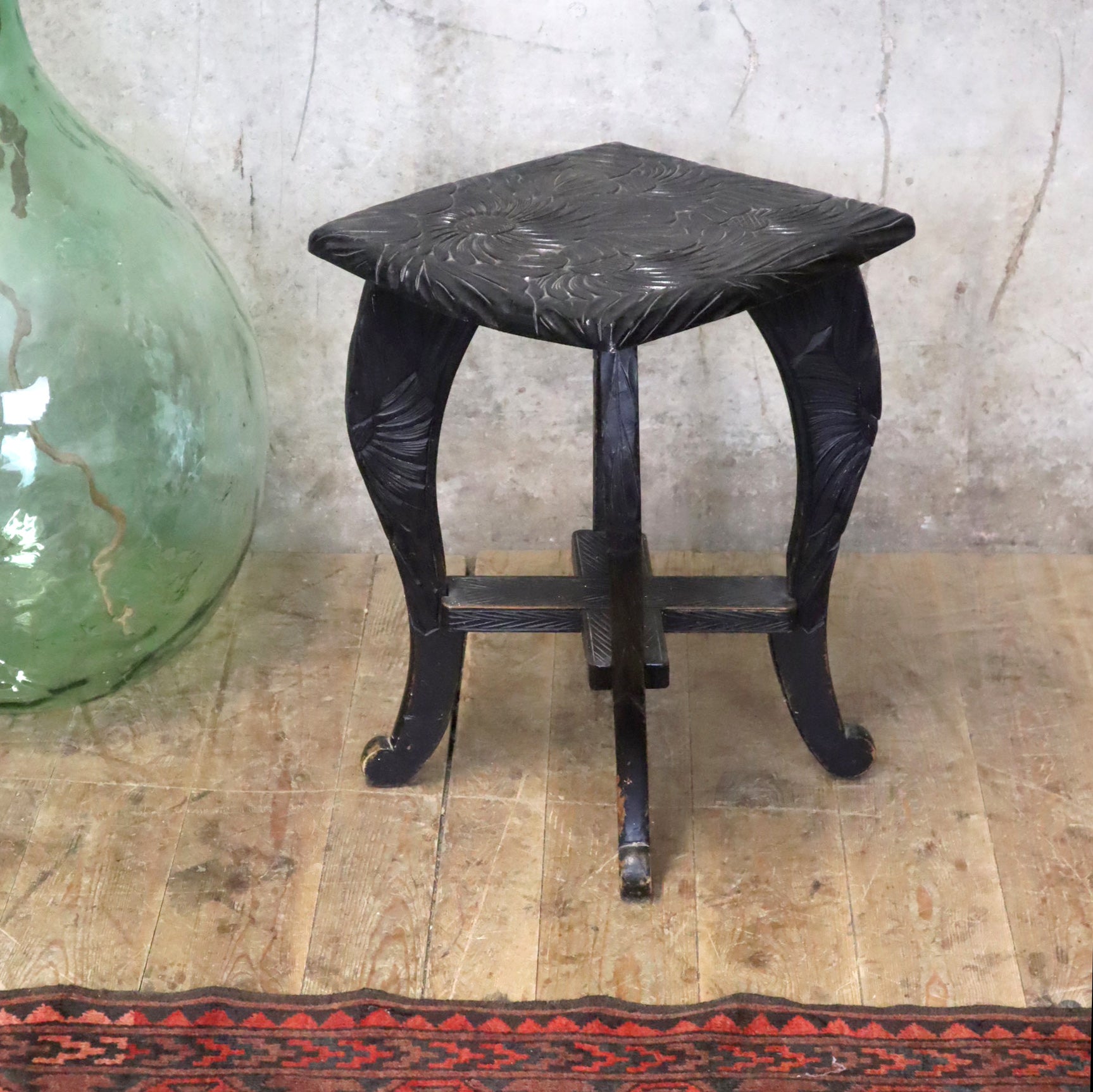 Vintage Liberty & Co Hand Carved Japanese Side Table - 2403b – Mustard ...
