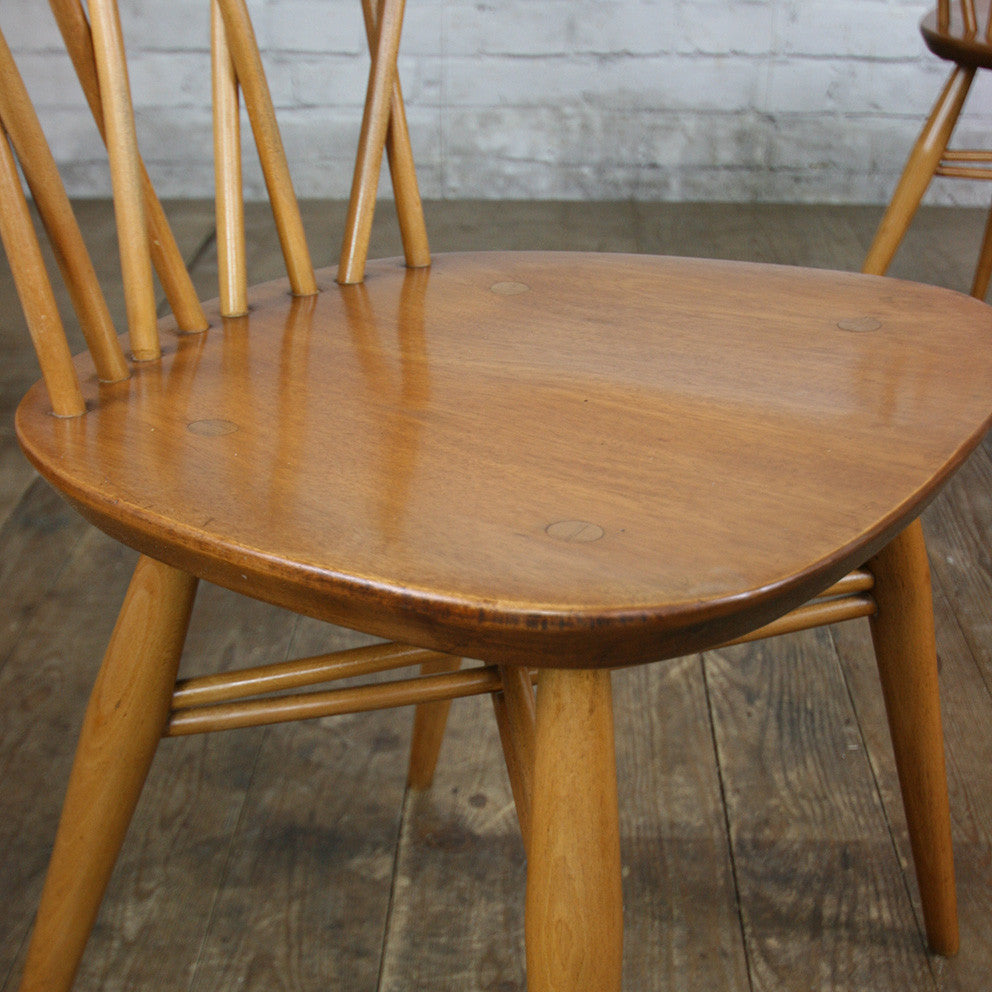 X4 Vintage Mid Century Ercol Candlestick Chiltern Chairs – Mustard Vintage