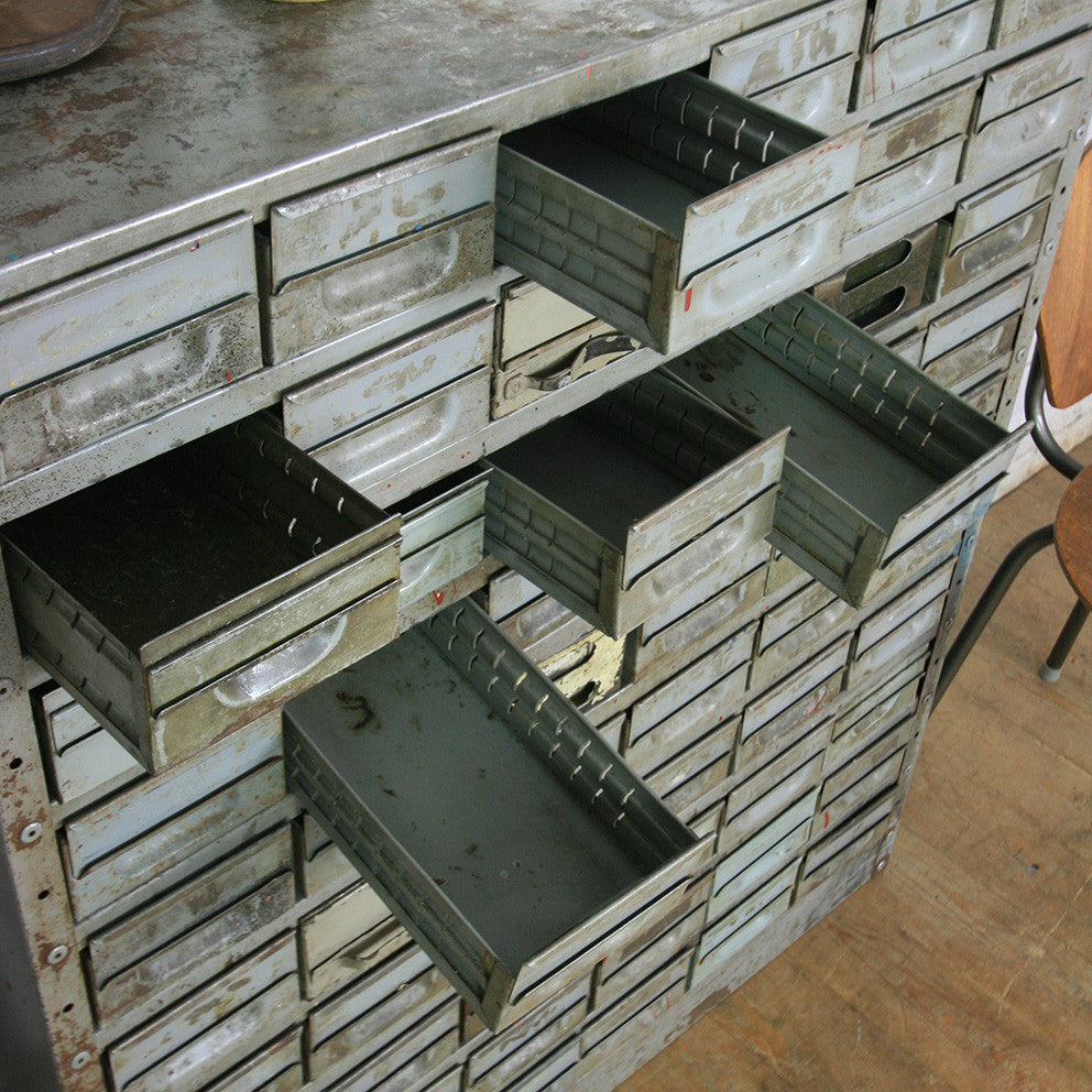 Vintage Industrial Metal Drawers Storage - Retail / Restaurant Display ...