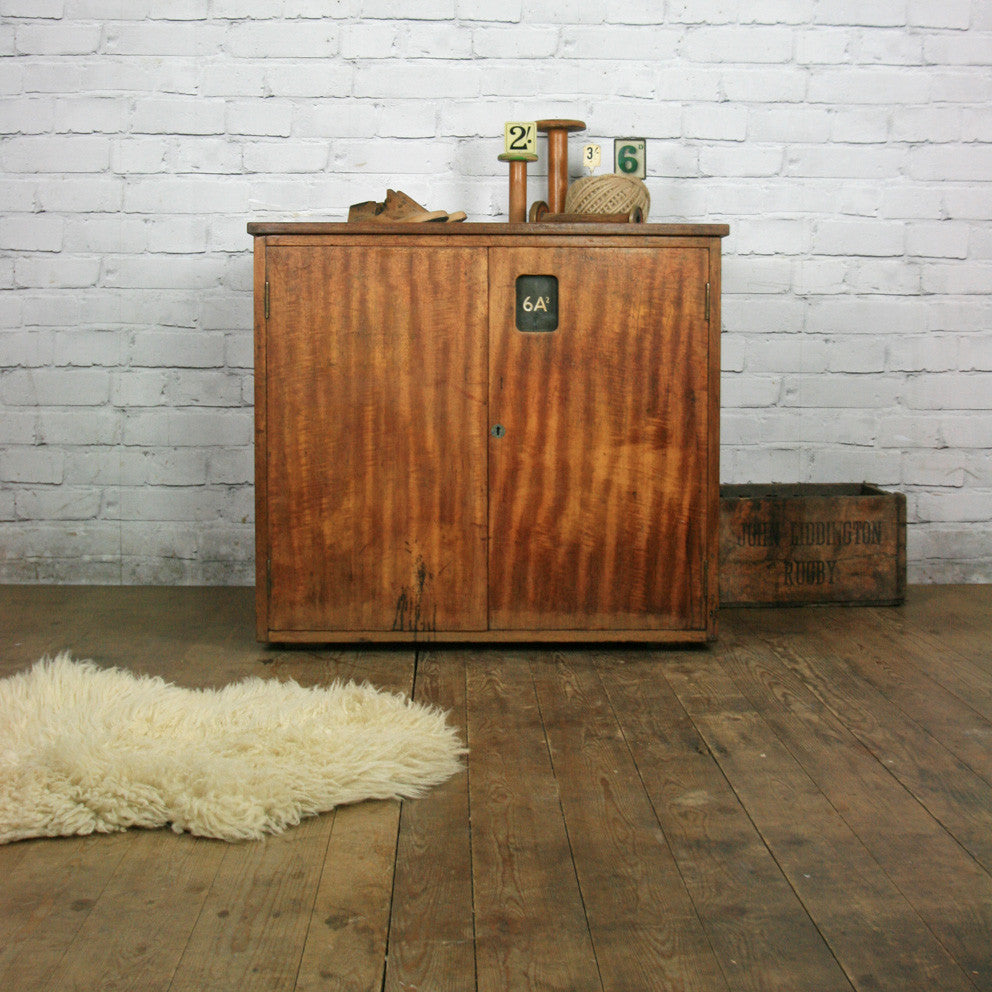 Vintage Industrial Iroko School Plan Chest / Kitchen Island – Mustard ...