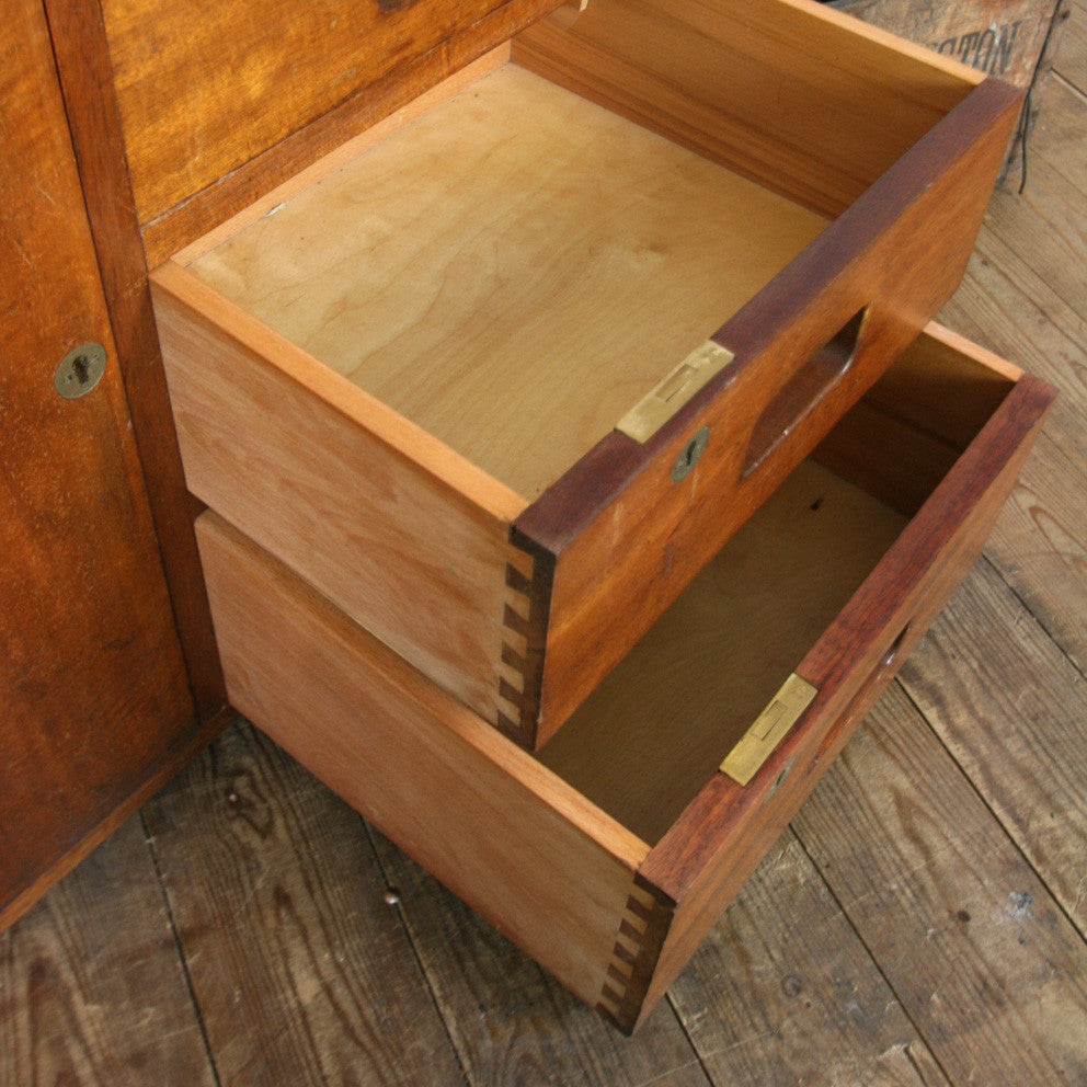 Vintage Industrial Iroko School Plan Chest / Kitchen Island – Mustard ...