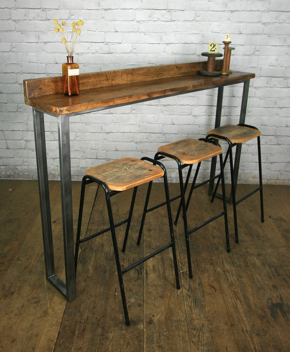 A Set of Three Rustic Bar Height Stools – Mustard Vintage