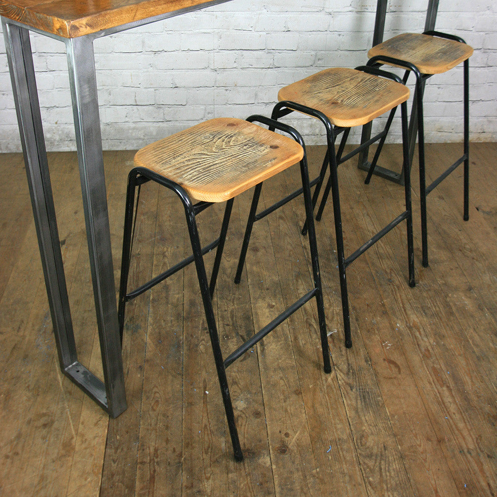 A Set of Three Rustic Bar Height Stools – Mustard Vintage