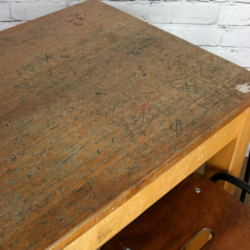 Vintage Industrial Iroko School Laboratory Table – Mustard Vintage
