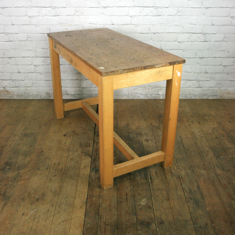Vintage Industrial Iroko School Laboratory Table – Mustard Vintage