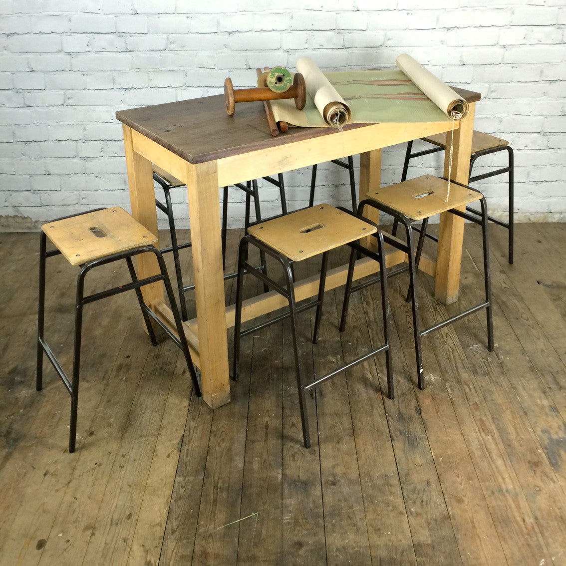 Vintage School Laboratory Table **Un-Restored** – Mustard Vintage