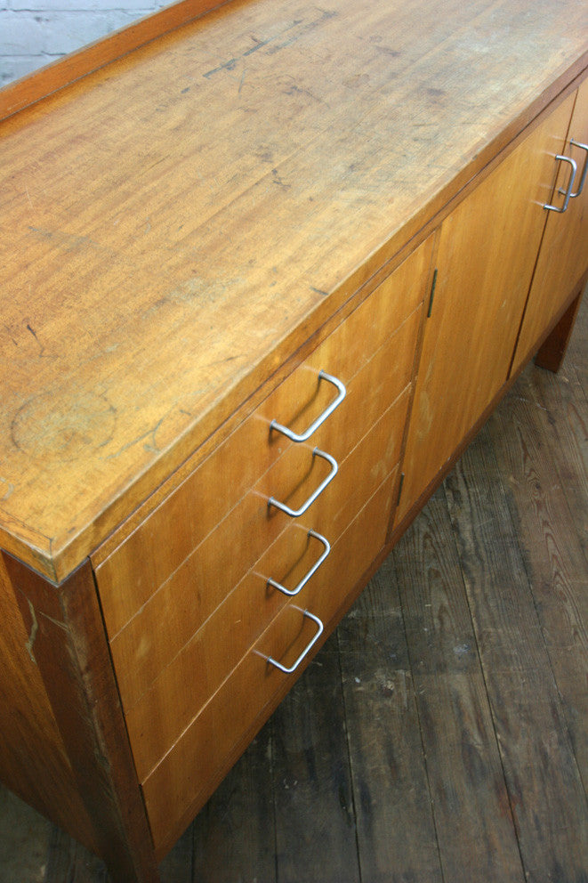 Vintage Teak School Laboratory Cabinet/Sideboard – Mustard Vintage