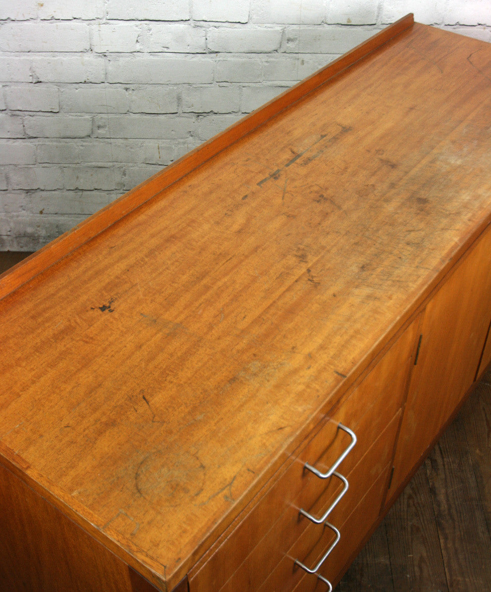 Vintage Teak School Laboratory Cabinet/Sideboard – Mustard Vintage