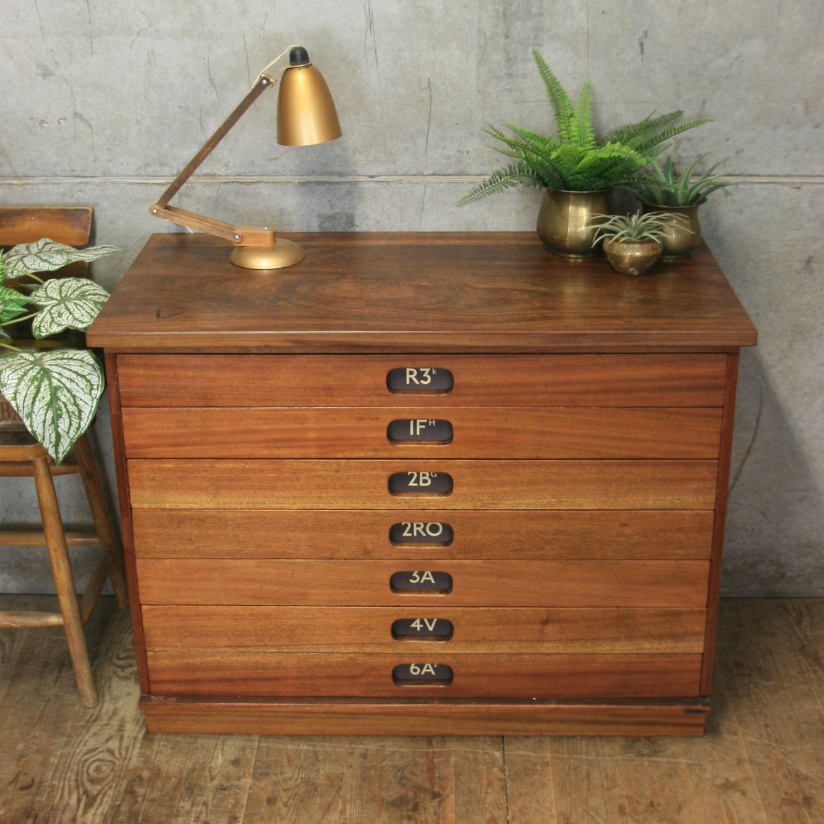 Vintage School Drawers / Plan Chest #1312a – Mustard Vintage