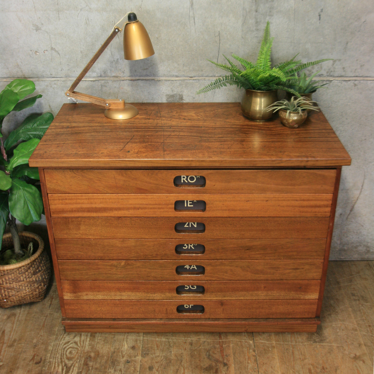 Vintage School Drawers / Plan Chest #1312b – Mustard Vintage
