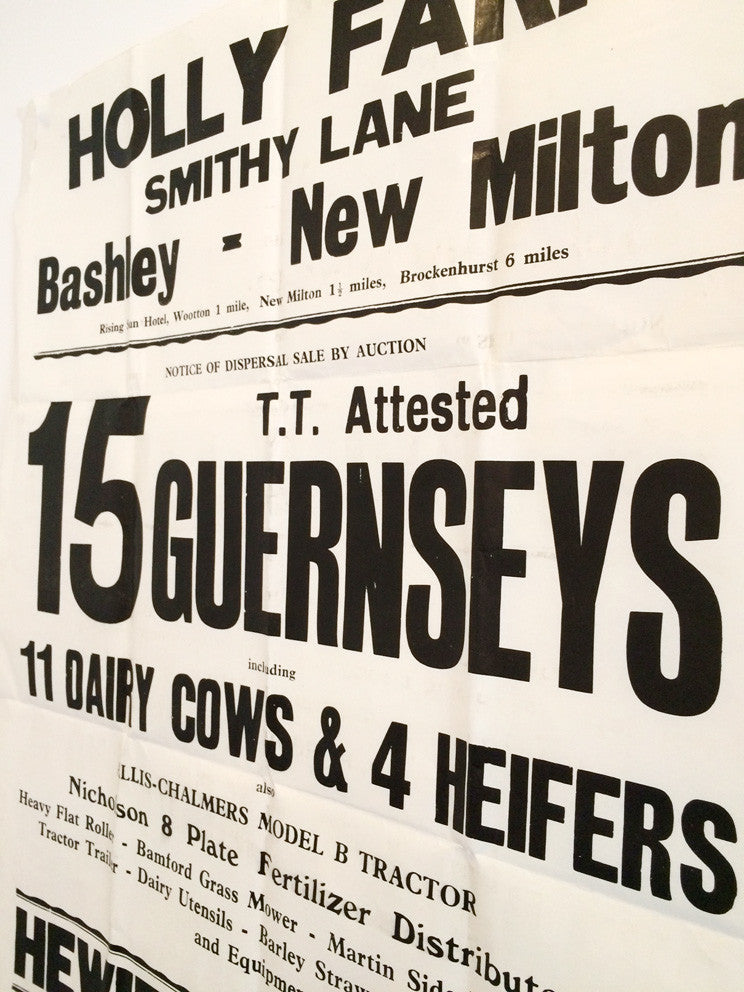 Vintage Letterpress Typographic Farm Auction Poster – Mustard Vintage