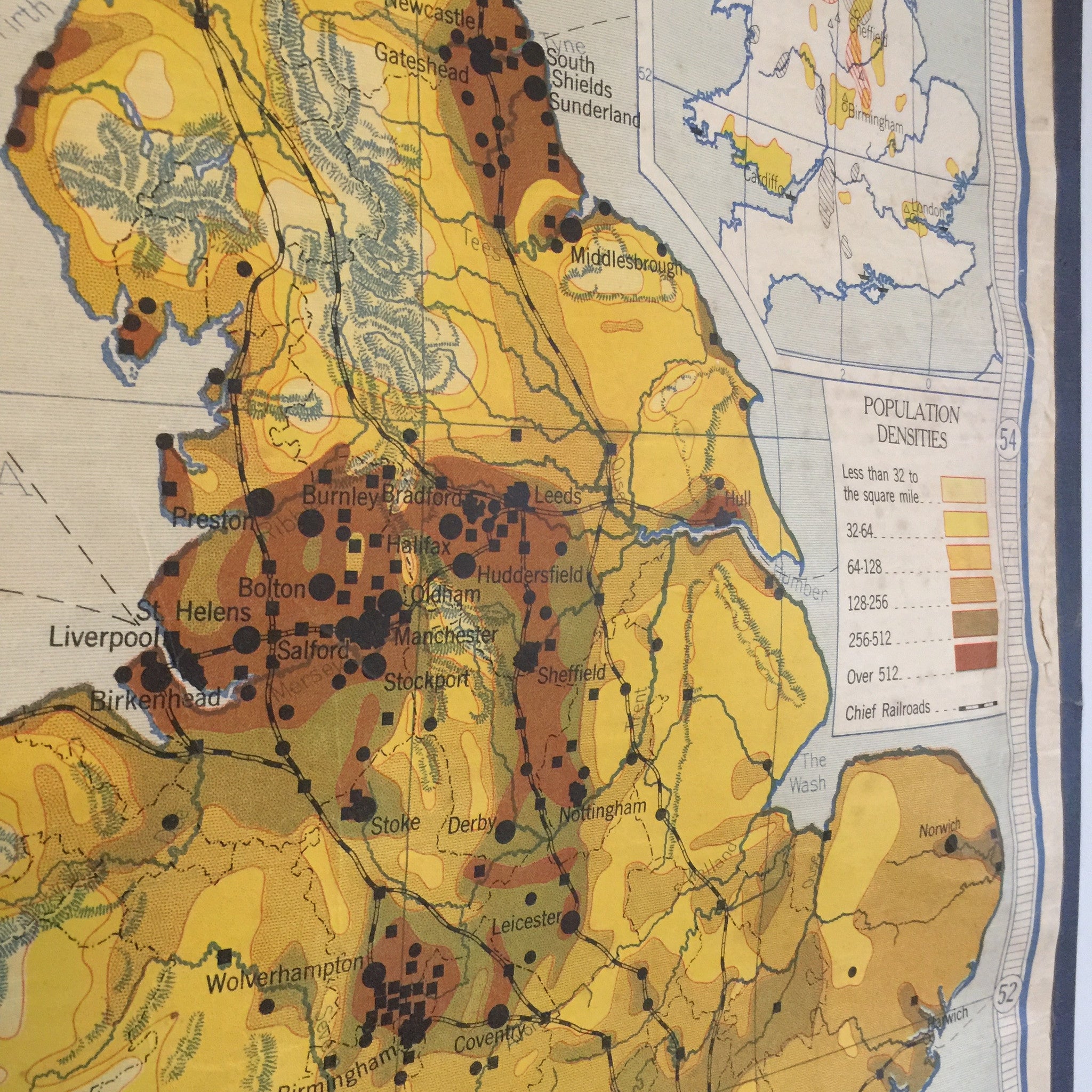 Vintage Industrial Map Chart of Great Britain – Mustard Vintage