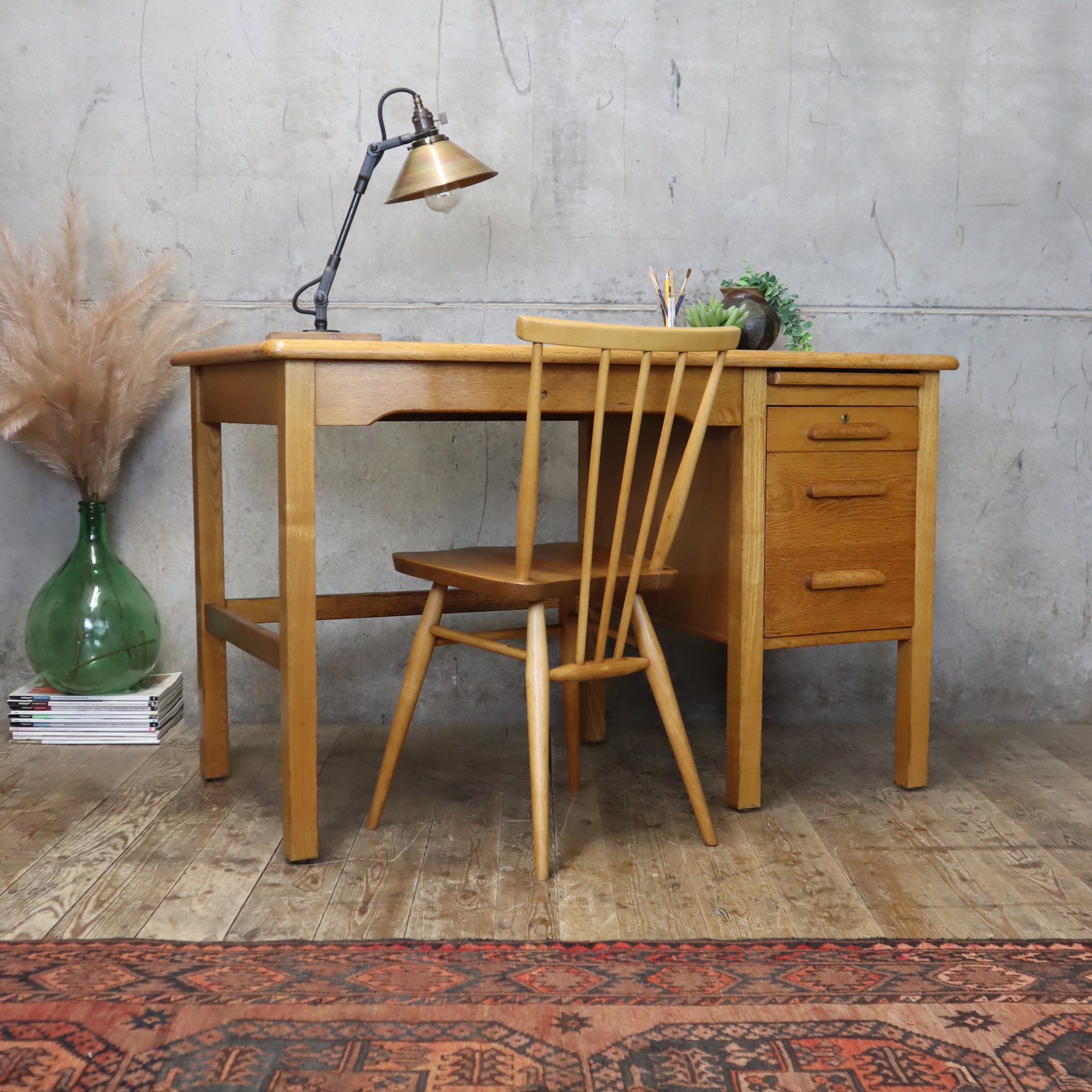 Mid Century Abbess Oak School Teachers Desk - 2808i – Mustard Vintage