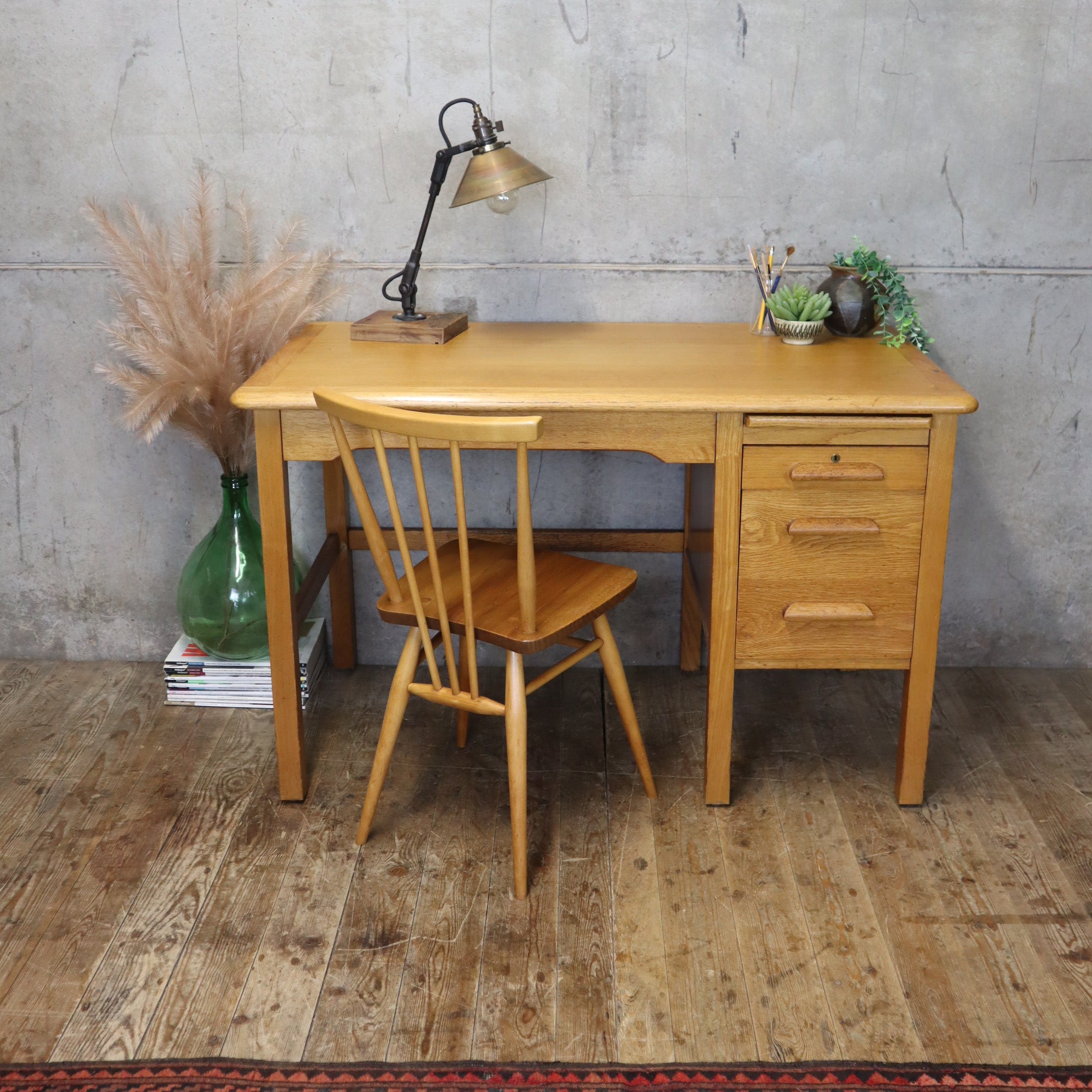 Mid Century Abbess Oak School Teachers Desk - 2808i – Mustard Vintage