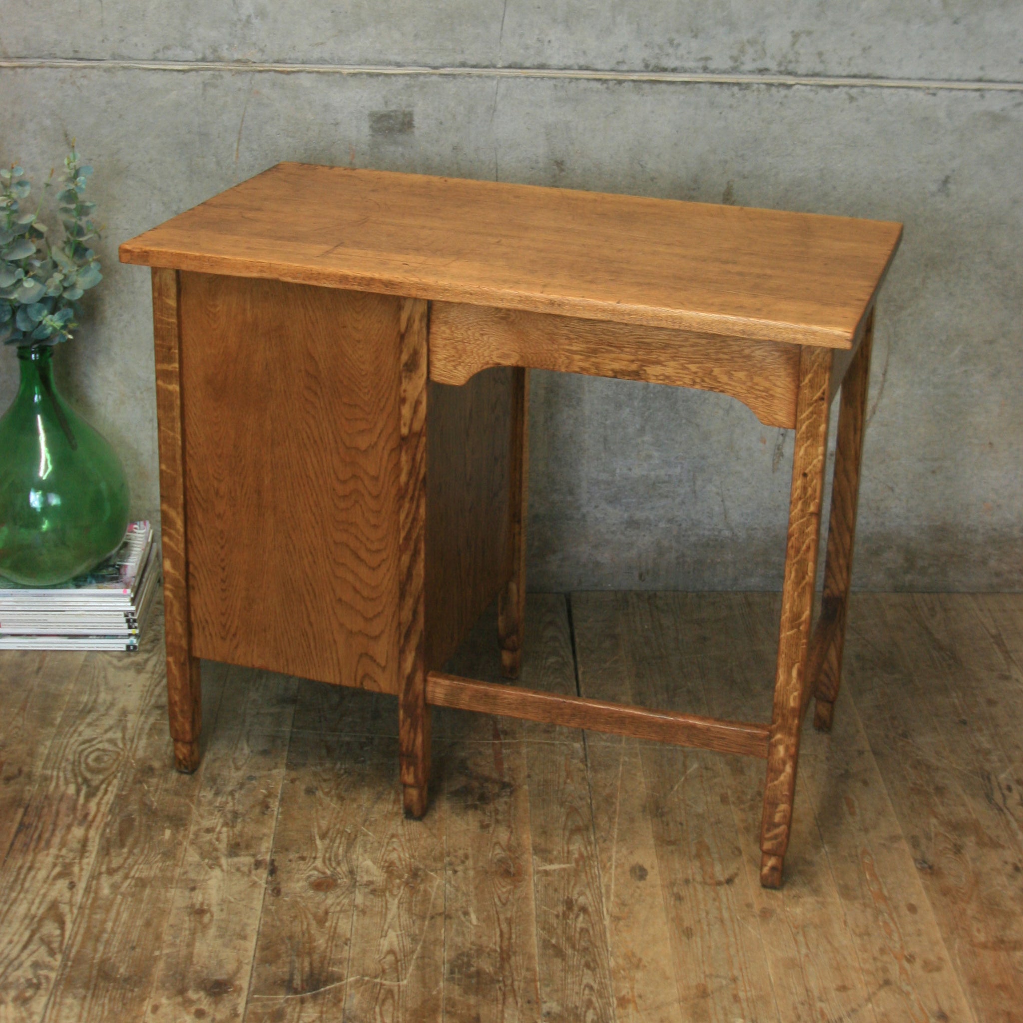 Small Rustic Oak School Desk - 0502d – Mustard Vintage