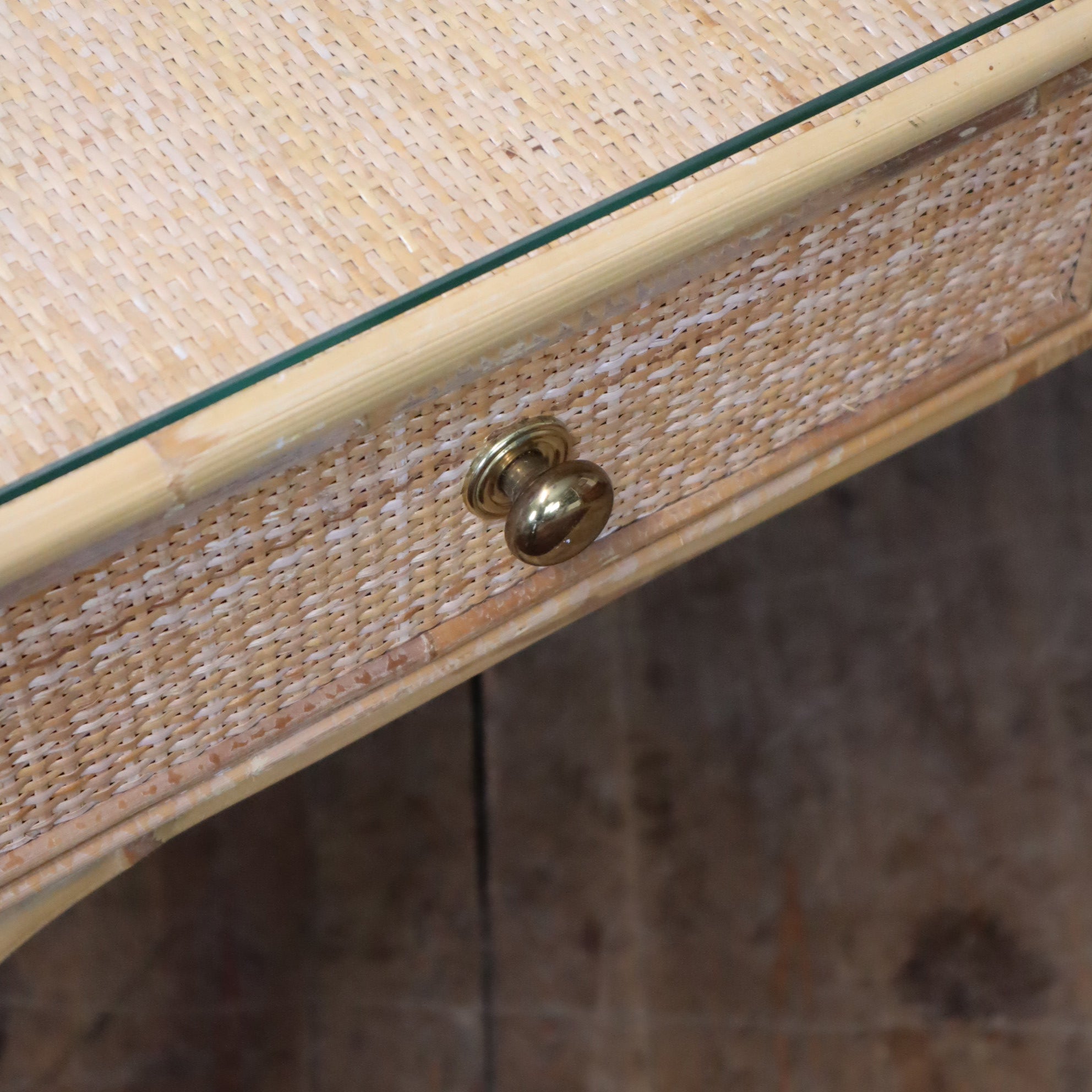 Vintage Boho Rattan & Bamboo Dressing Table - 2209c – Mustard Vintage