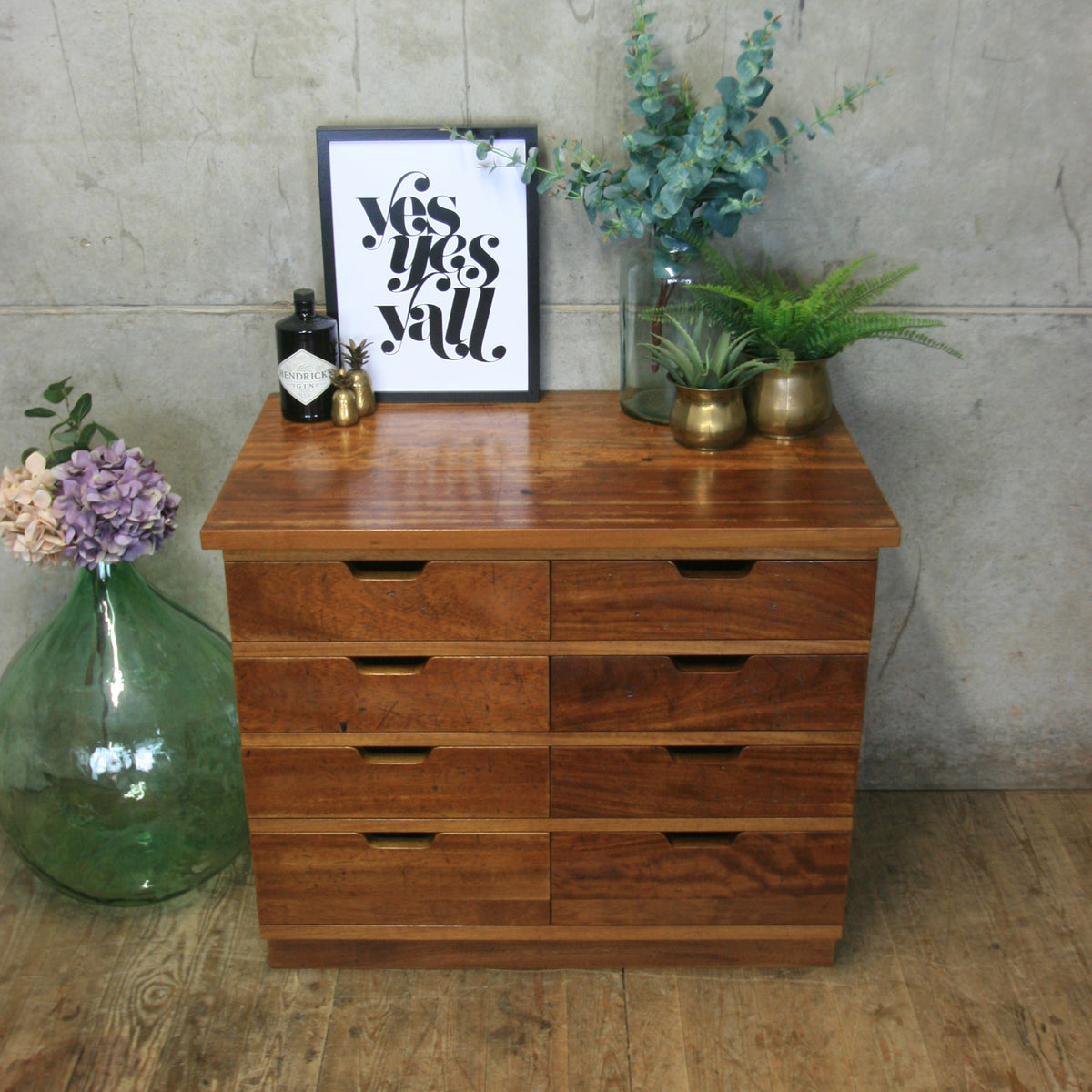 Reclaimed Iroko Bank of Drawers #2819 – Mustard Vintage