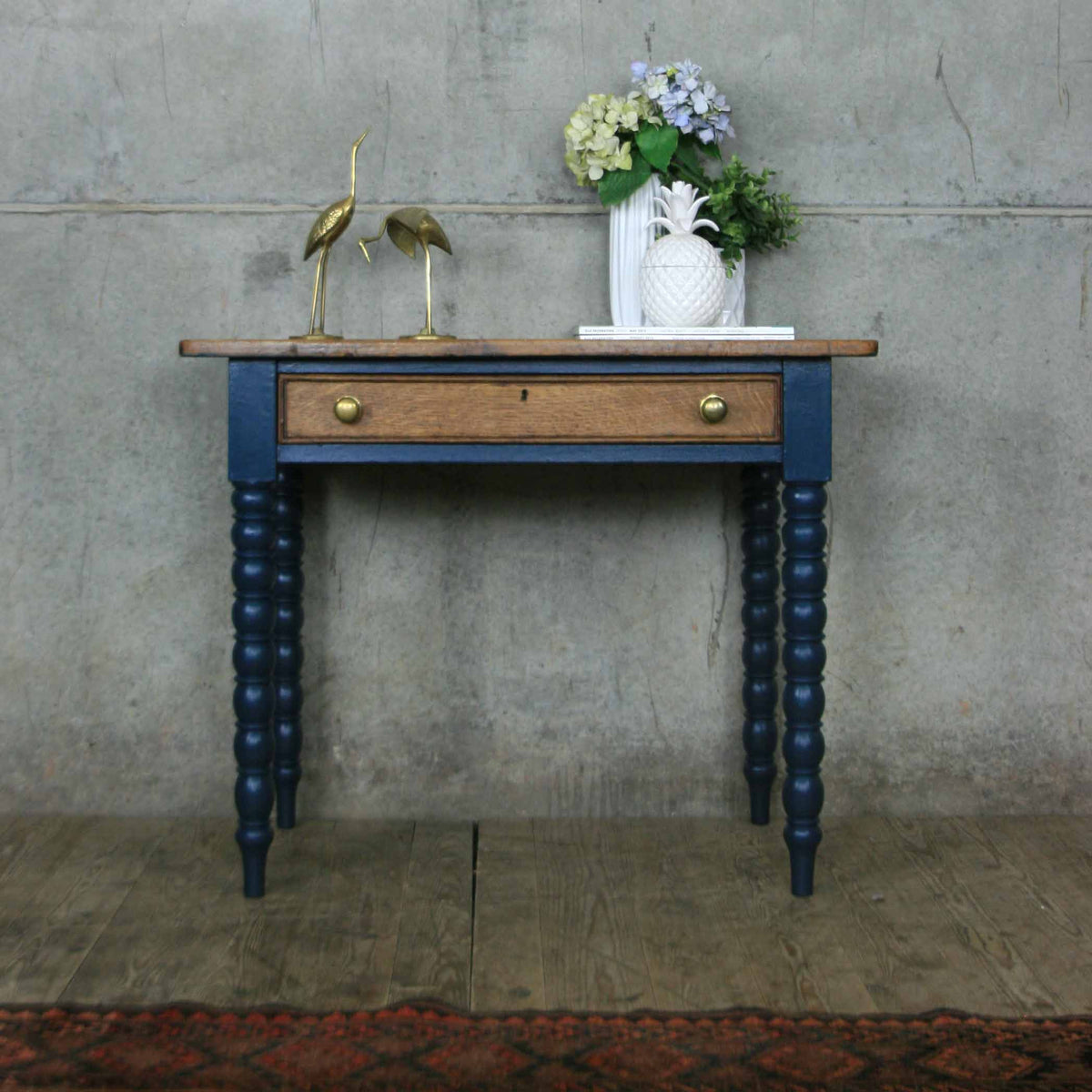 Vintage Oak F&B Painted Rustic Console Table – Mustard Vintage