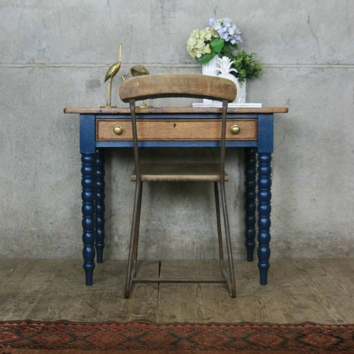 Vintage Oak F&B Painted Rustic Console Table – Mustard Vintage